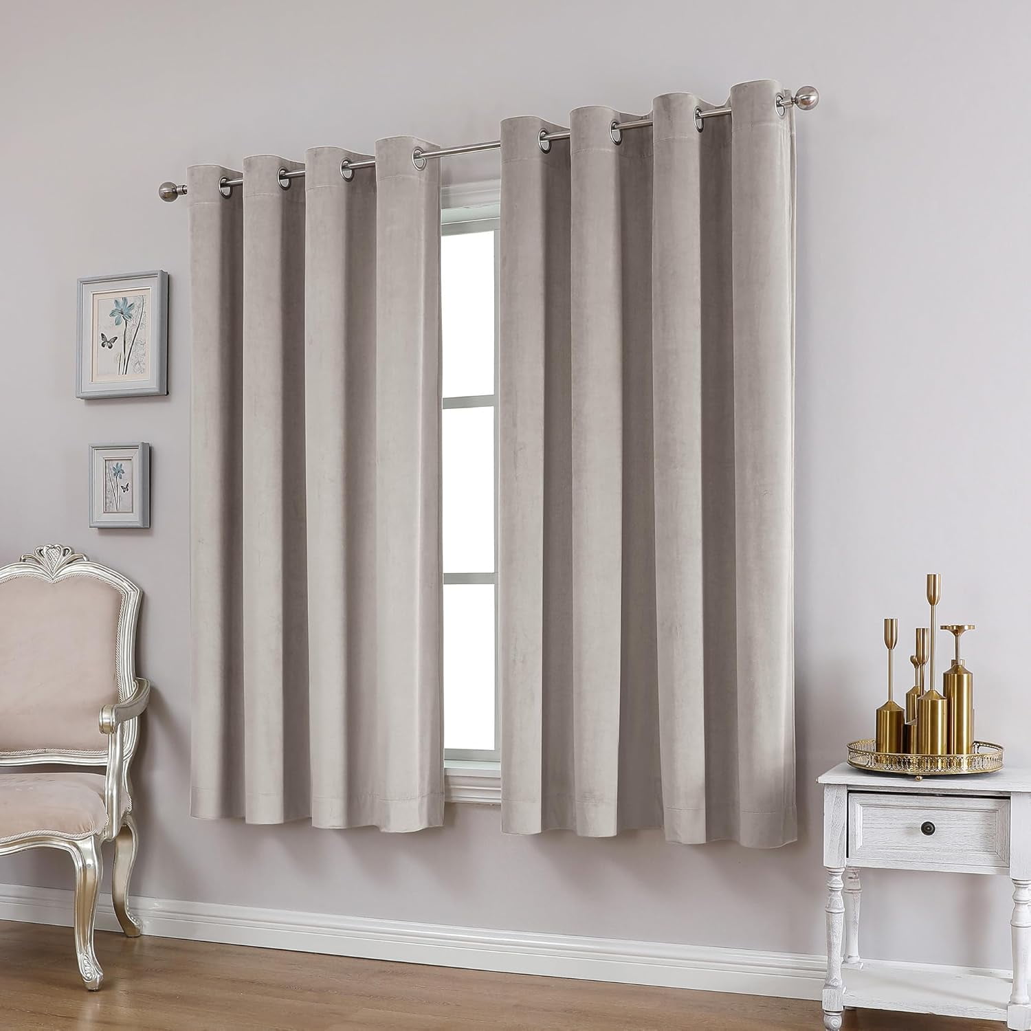 BICIDO-Stone Velvet Curtains - 54 Inch Length, 2 Panels Set for Small ...