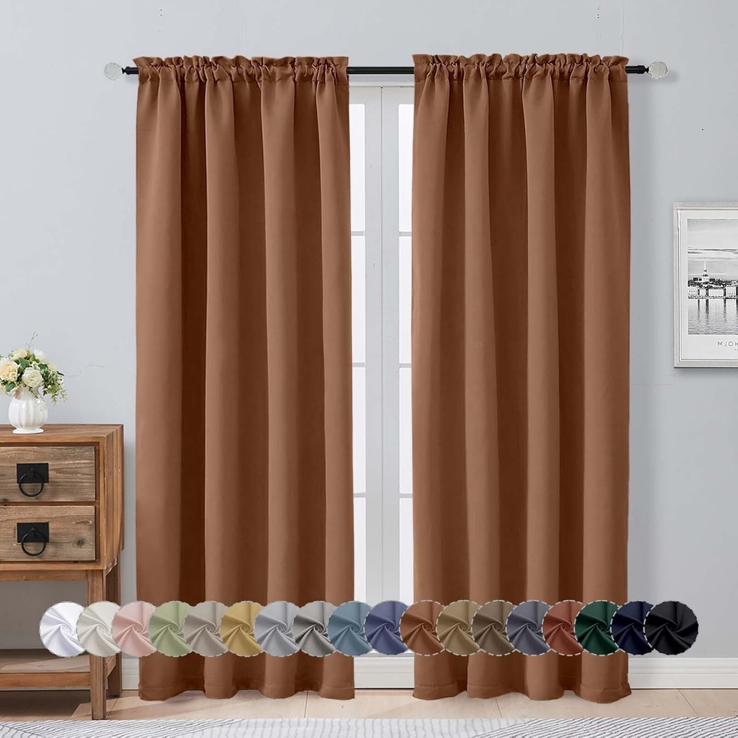 BICIDO-Sun Baked Blackout Curtains for Bedroom 72 Inch Length 2 Panels ...