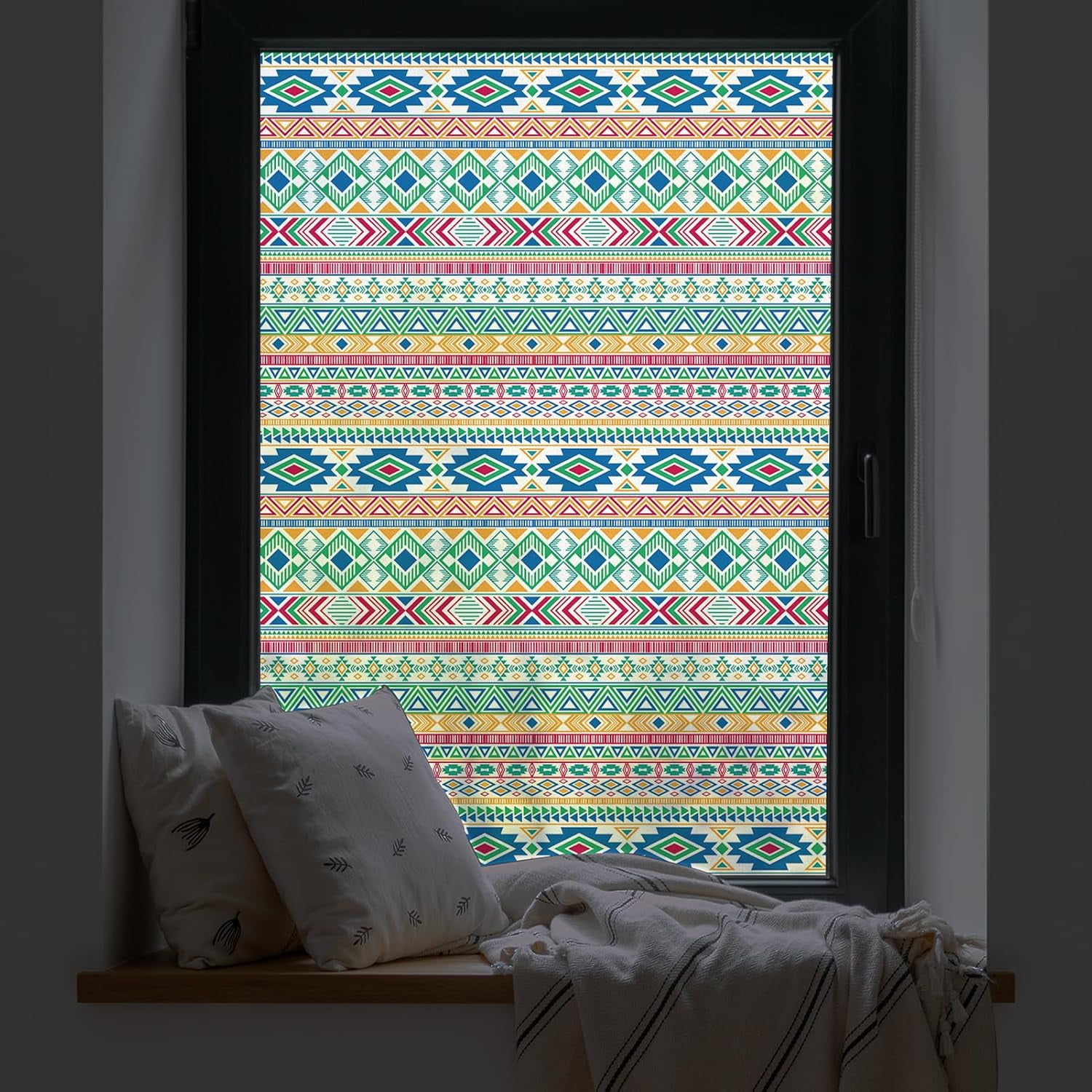 BICIDO-Tribal Style Stained Glass Window Film with Installation Tools ...