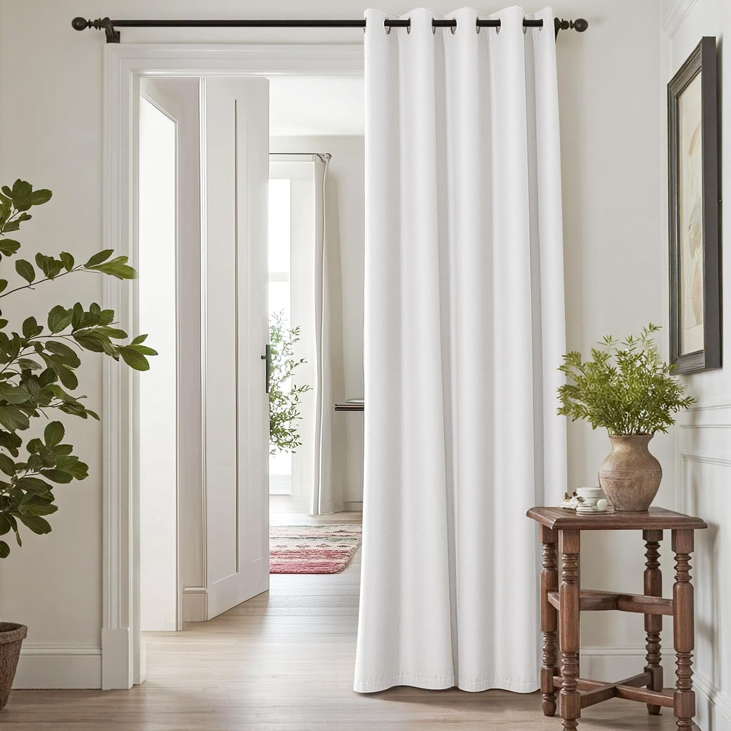 BICIDO-White Curtain 84 Inch Length Light Filtering Curtain for Living ...