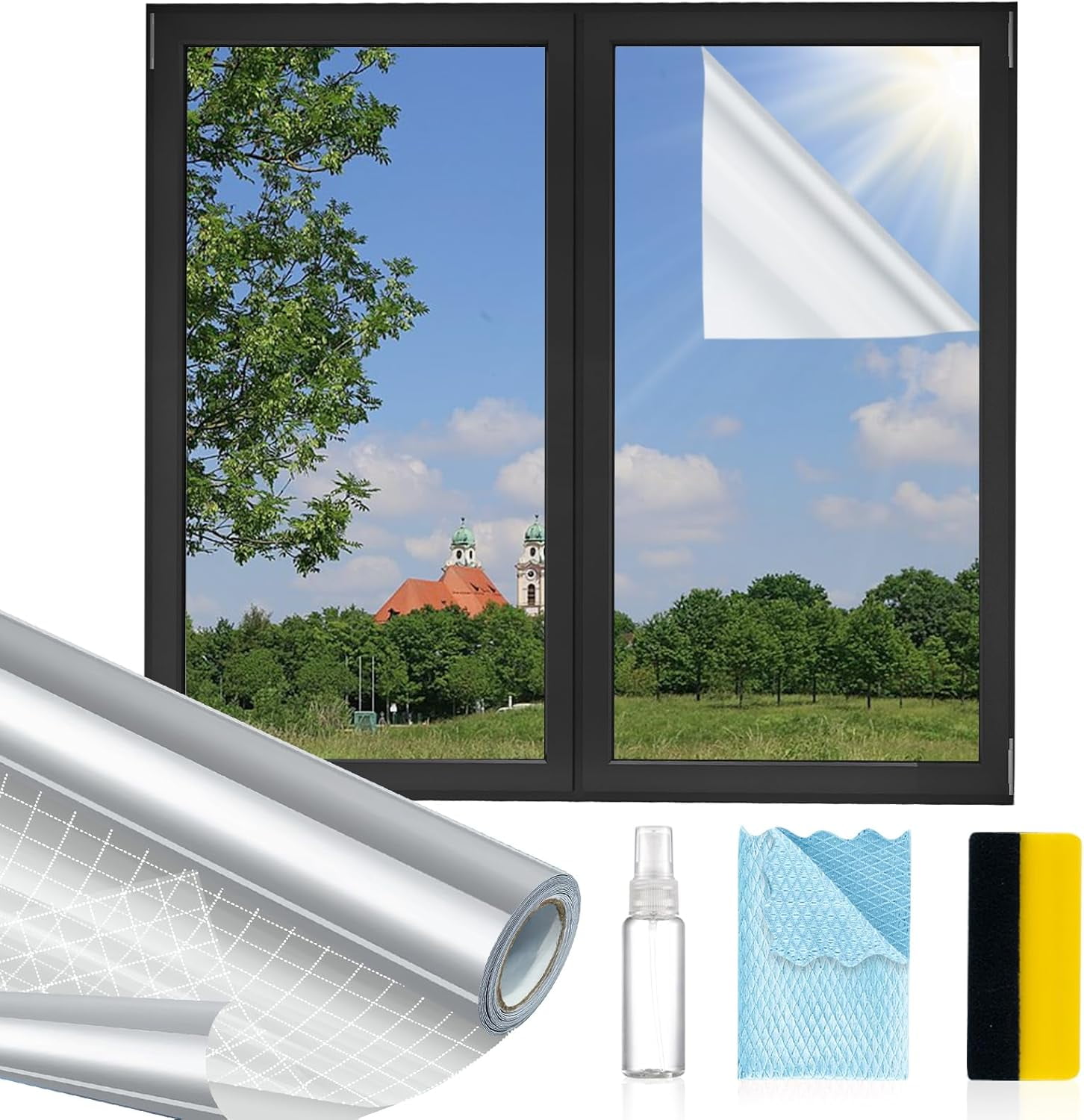 BICIDO-Window Privacy Film One Way, Reflective Mirror Window Film ...