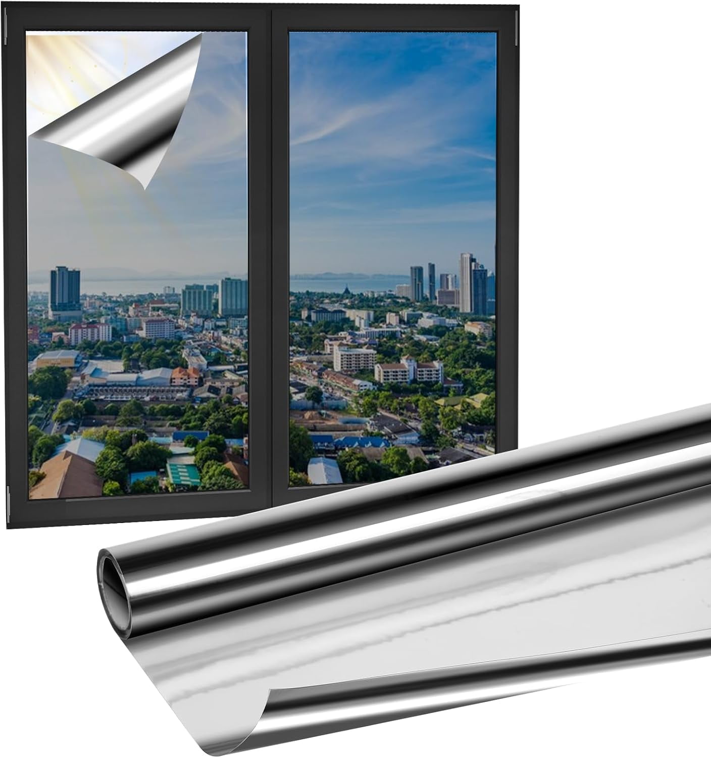 BICIDO-Window Privacy Film See Out Not in, 17.5inch X 6.5feet Reflective Window Tint for Home ...