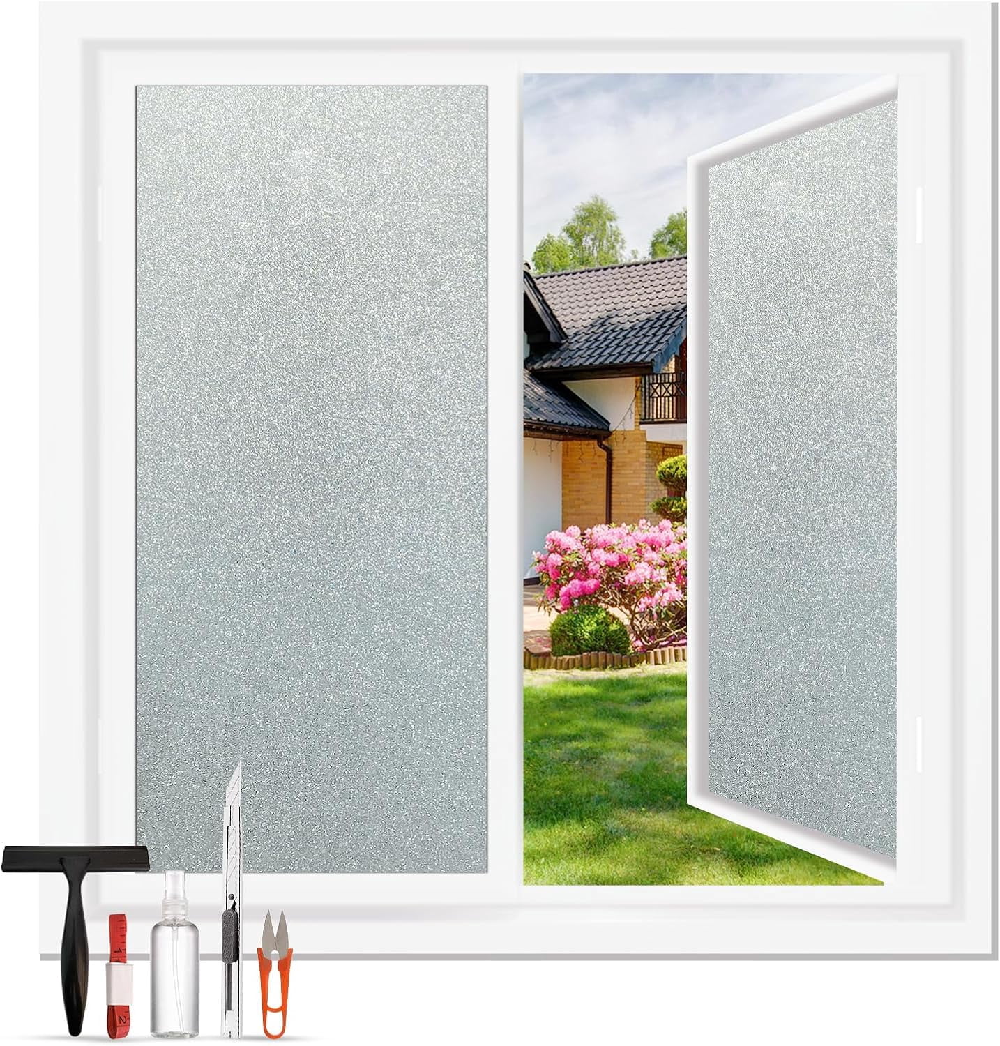 BICIDO-Window Privacy Film Silver Glitter Dot Solid Color Frosted Glass ...