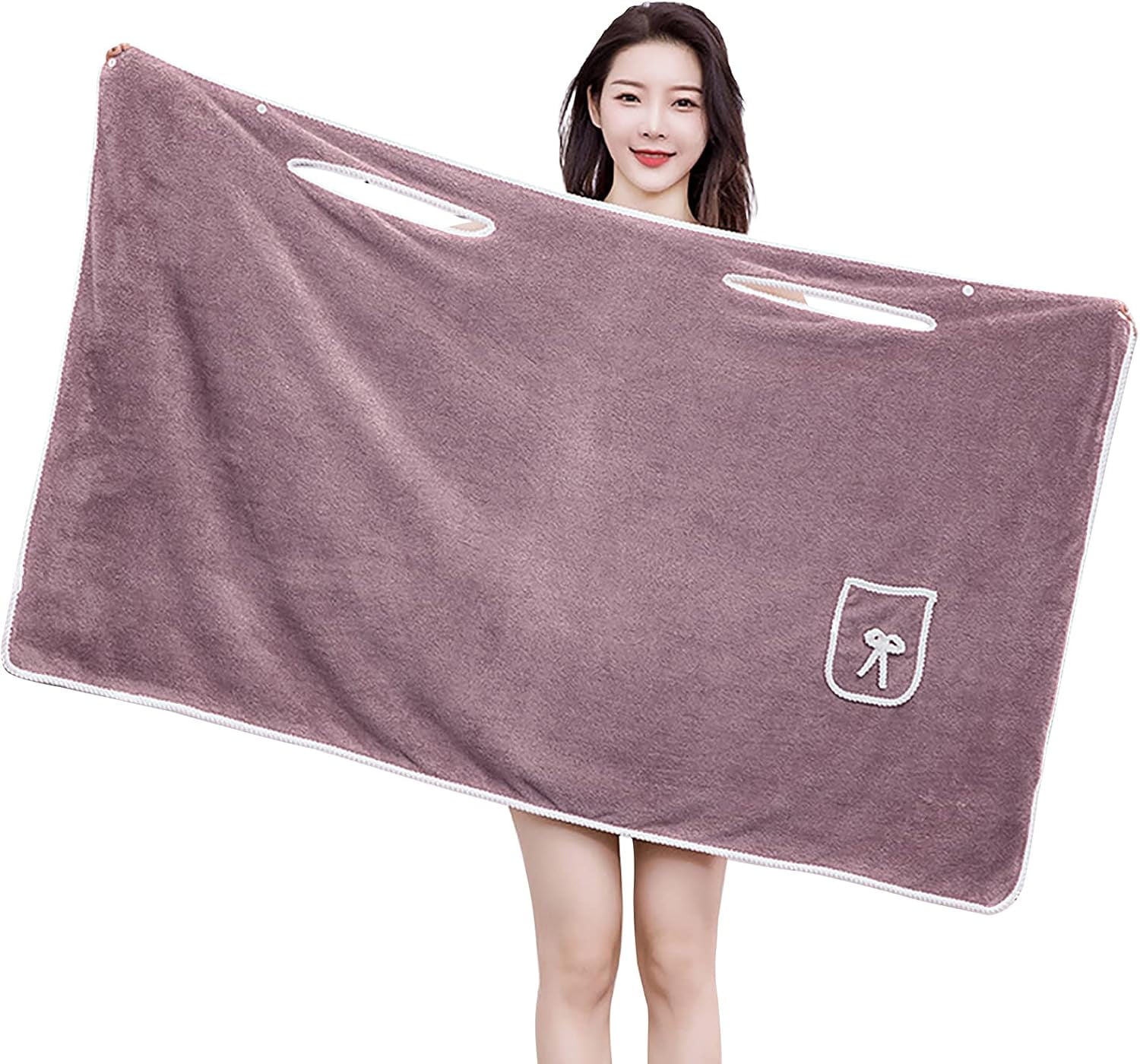 BICIDO-Womens Shower Spa Wrap Towel Bathrobe Set, Soft Cozy Spa Wraps with Snap Closure, Off ...