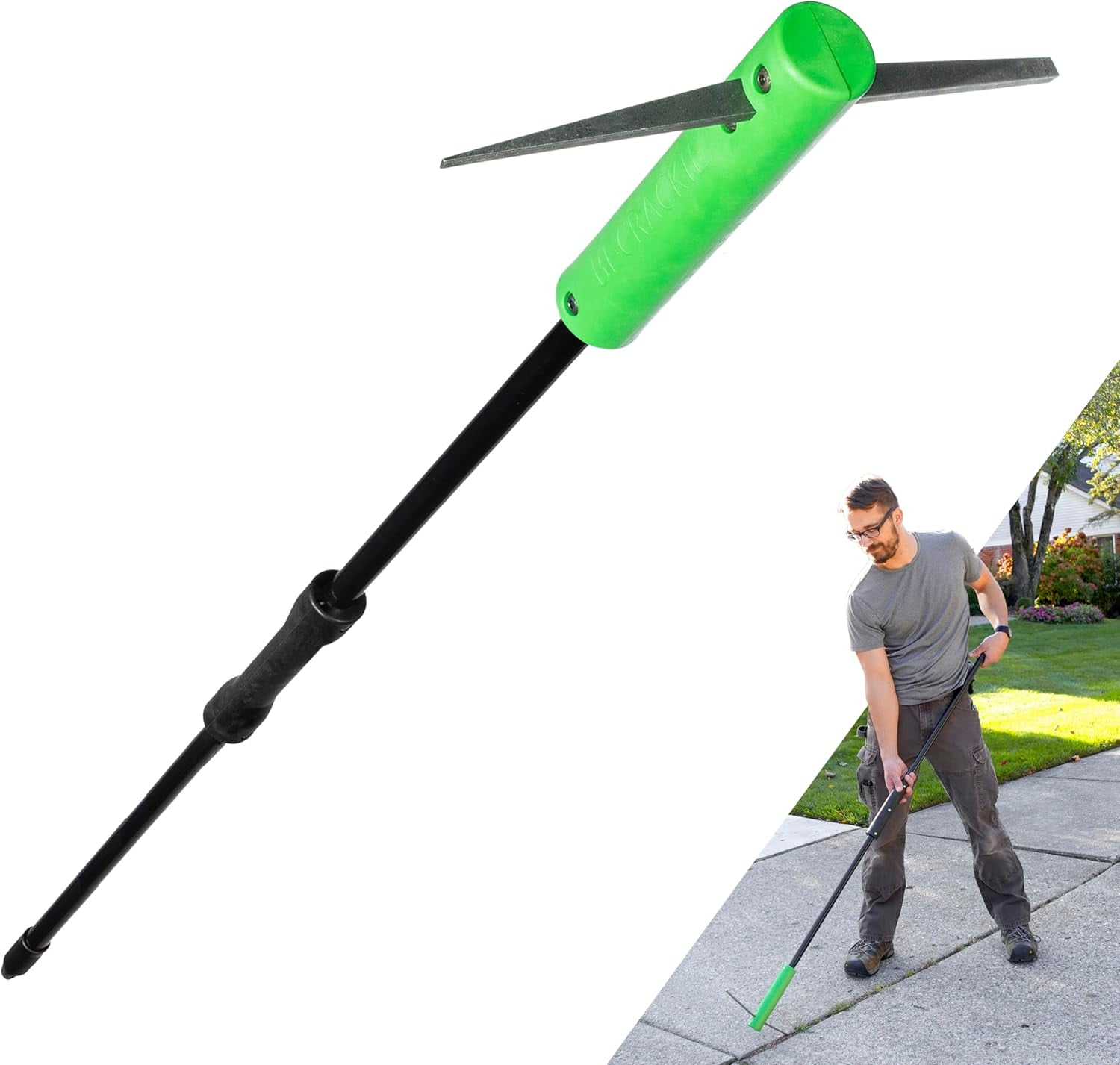 BICRACKIE Stand-Up Crack Weeding Tool with 60" Steel Pole; Steel Blade ...