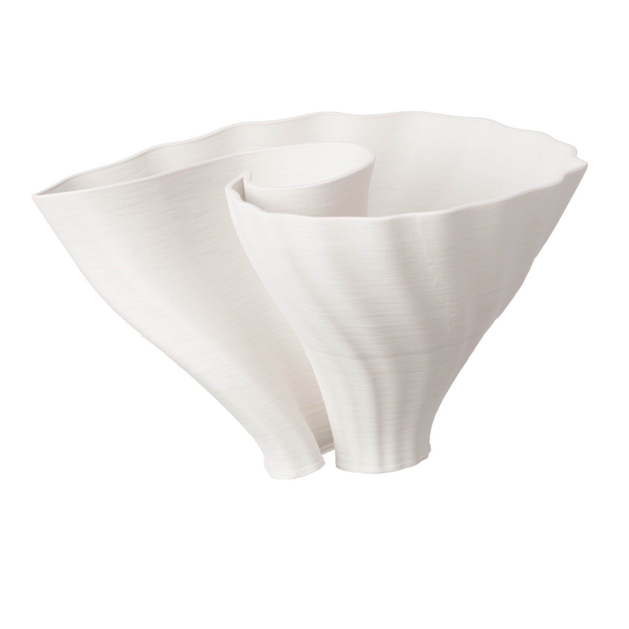 BIDK Home Curved Petal 3D Printed Ceramic Vase - 8.5" - White - Walmart.com