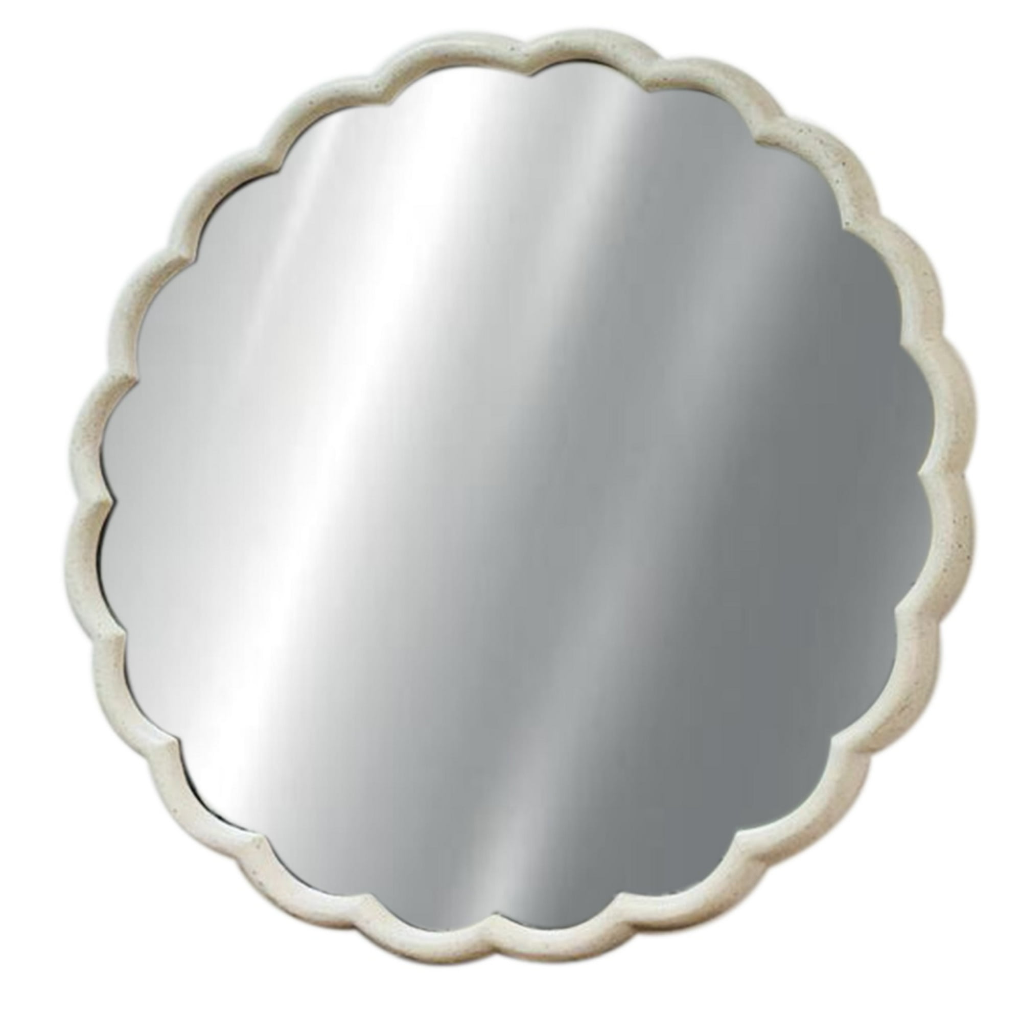 BIDK Home Large Curved Frame Round Wall Mirror - 31.5” - White ...