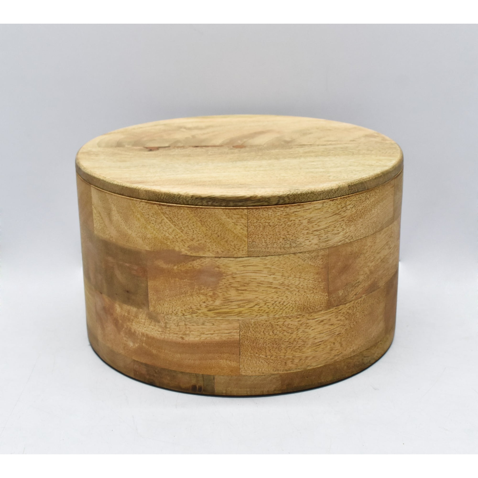 BIDK Home Large Cylindrical Wooden Box with Lid - 10" - Brown - Walmart.com