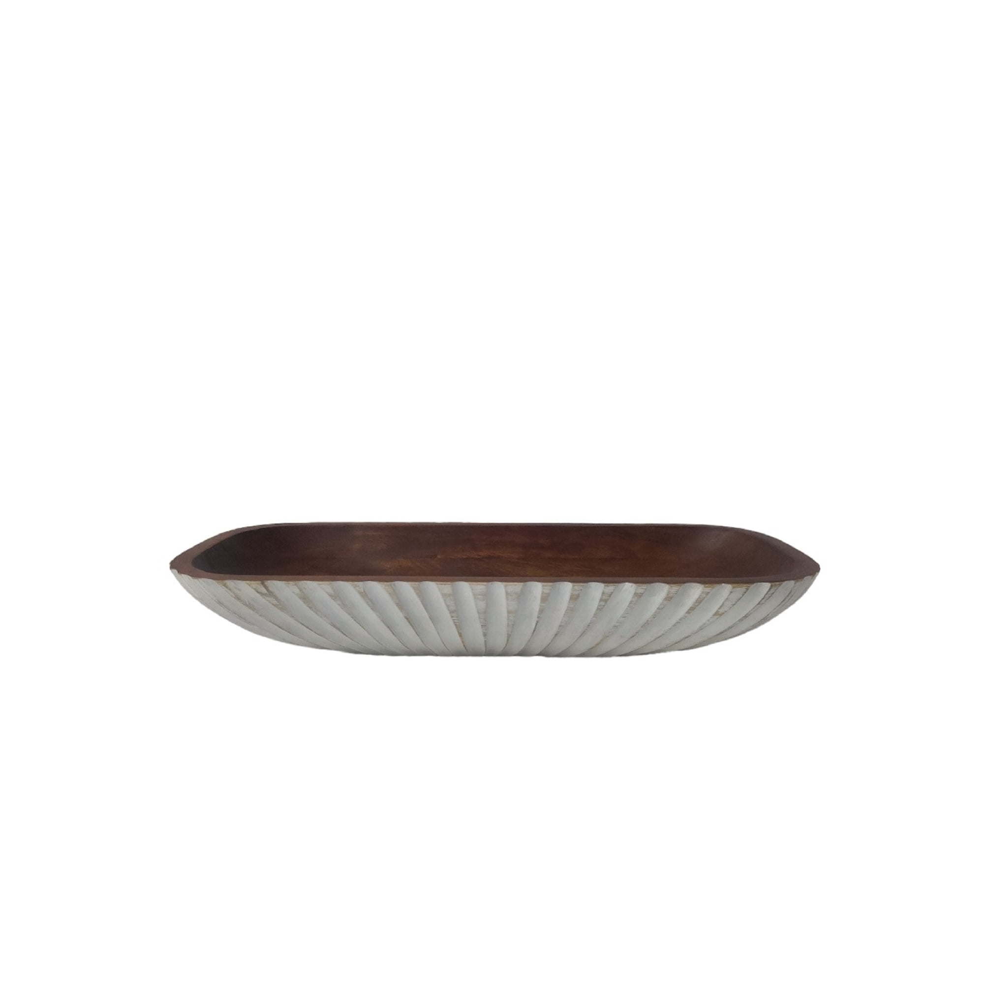 BIDK Home Large Rectangular Serving Bowl - 18.75" - White and Brown ...