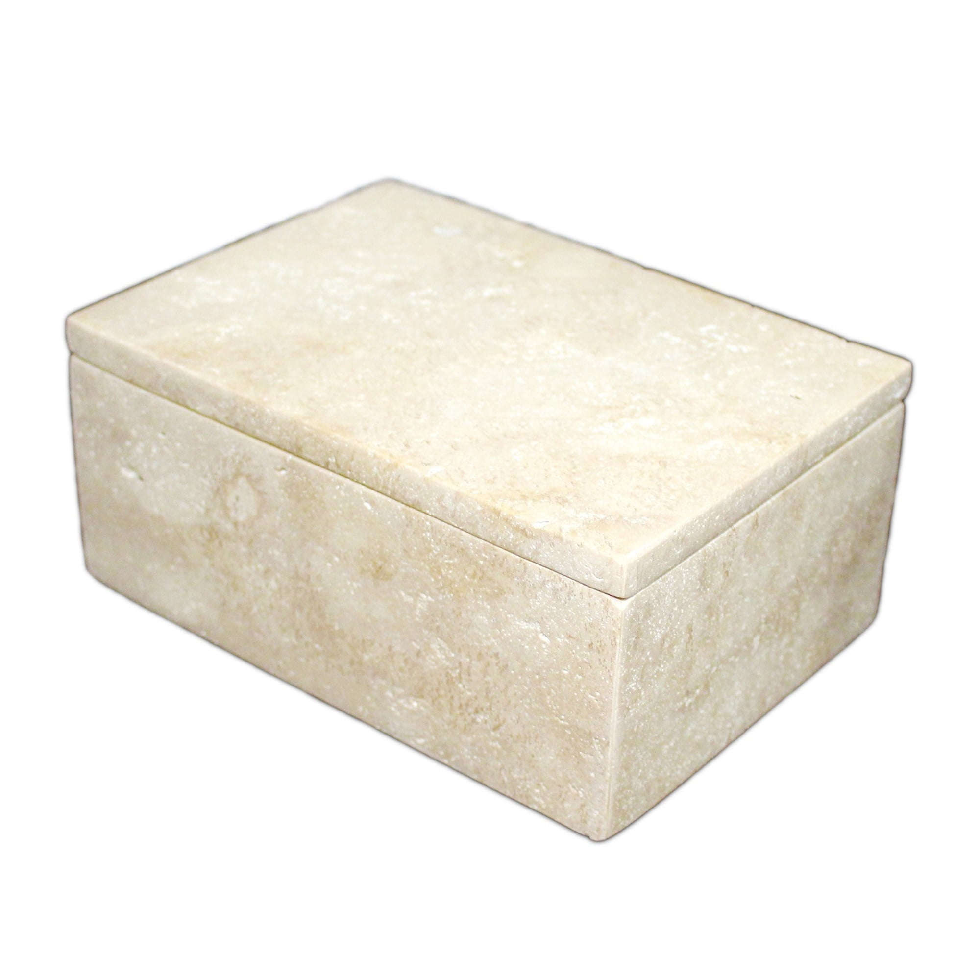 BIDK Home Large Travertine Rectangular Accent Box - 7" - Beige ...