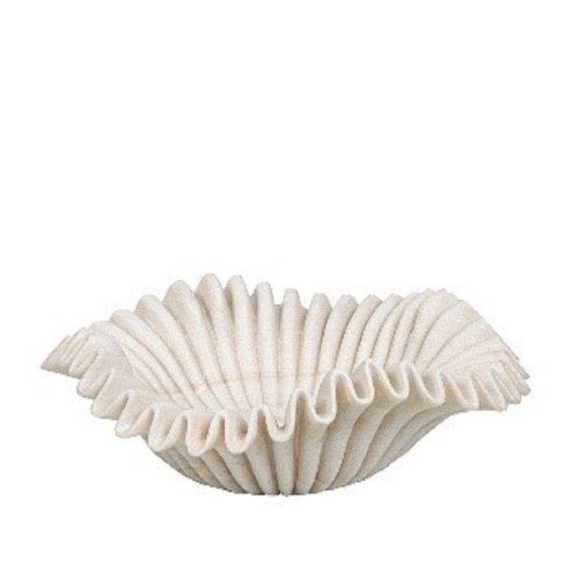 BIDK Home Marble Ruffled Bowl - 16" - White - Walmart.com