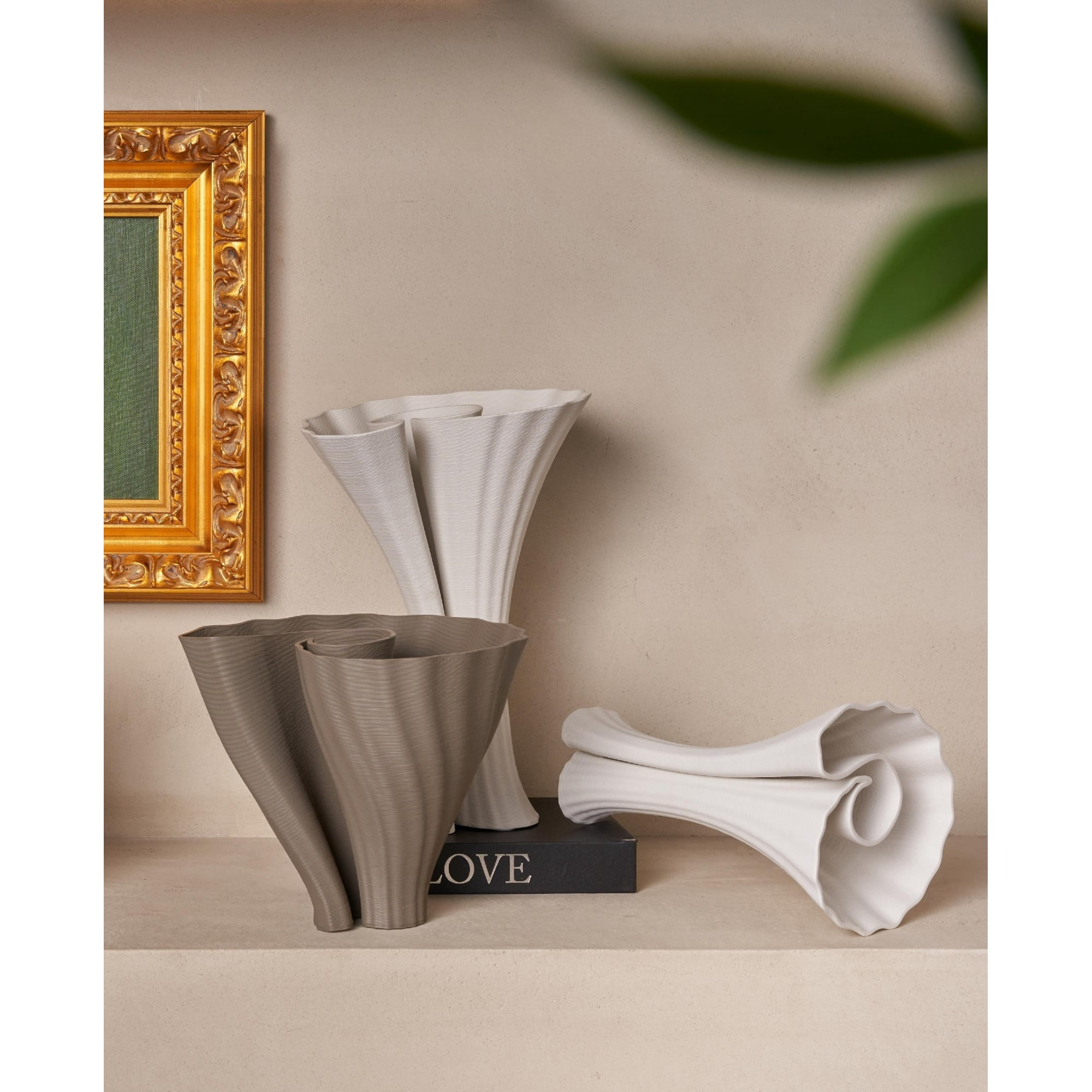BIDK Home Organic Curved 3D Printed Ceramic Vase - 13" - White ...