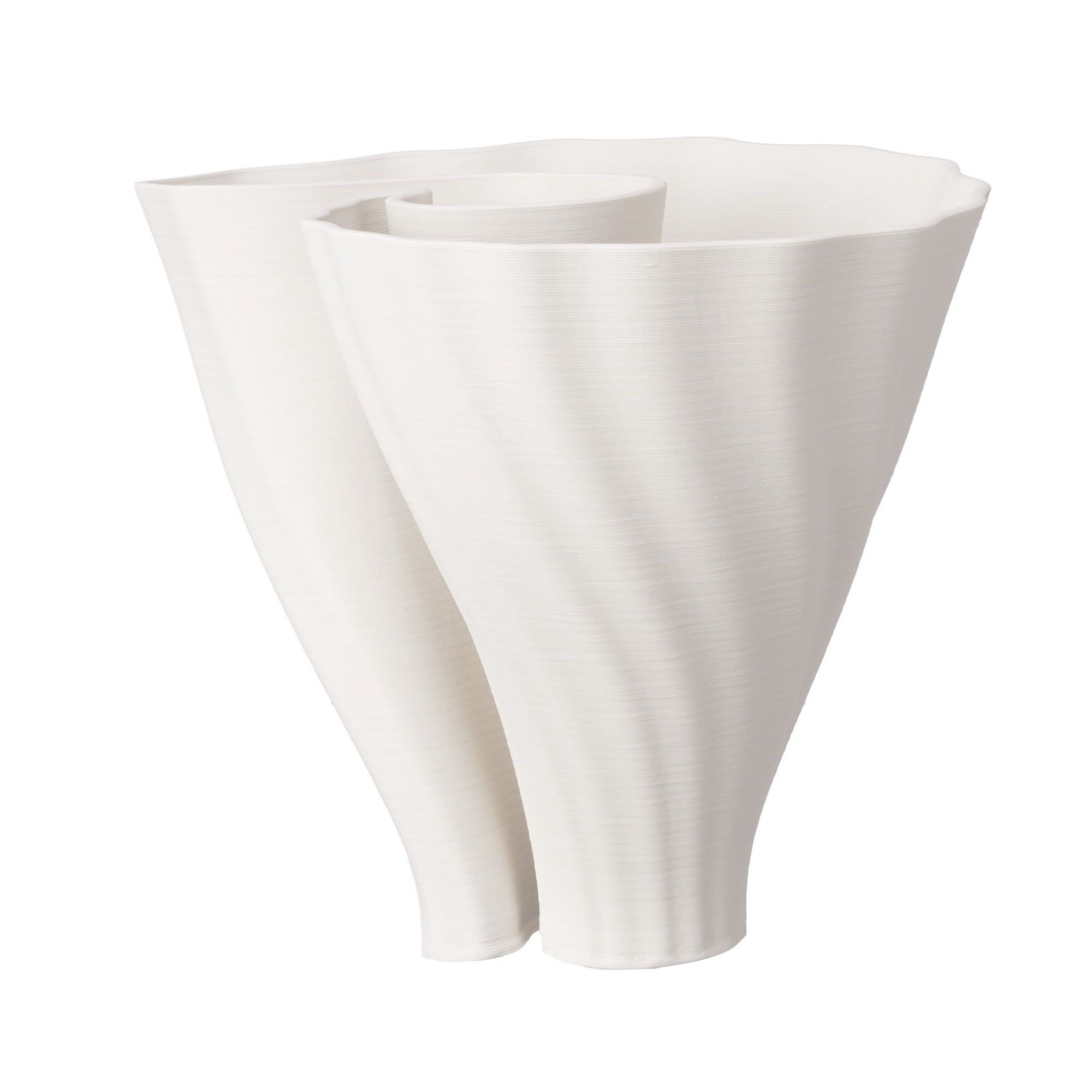 BIDK Home Organic Curved Petal 3D Printed Ceramic Vase - 9.5" - White ...