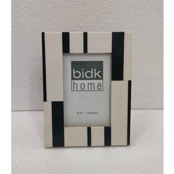 BIDK Home Geometric Inlay Picture Frame - for 4" x 6" Photo - Black and ...