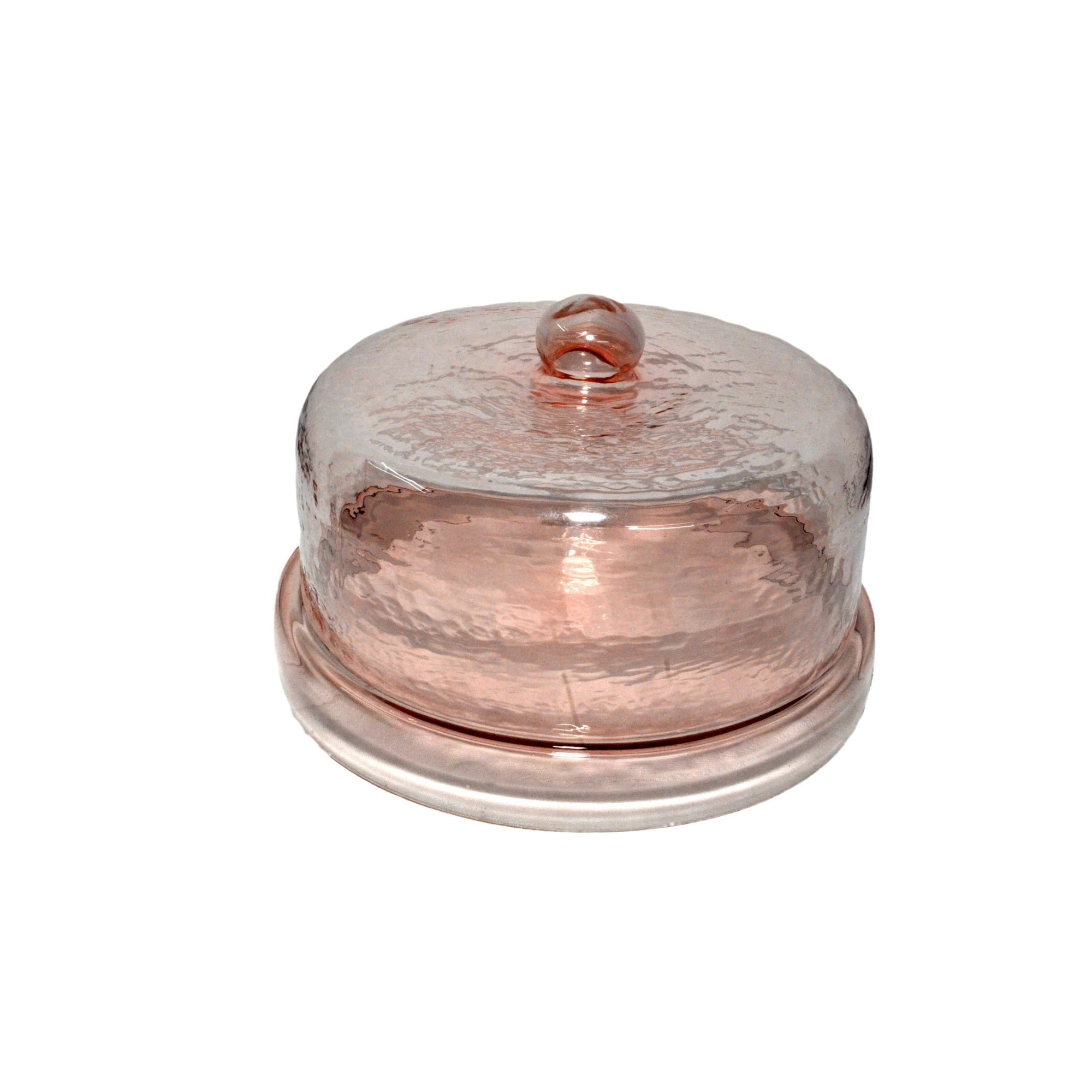 BIDK Home Recycled Glass Round Cake Display Serving Board with Dome ...