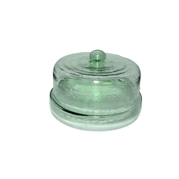 BIDK Home Recycled Glass Round Cake Display Serving Board with Dome Lid ...