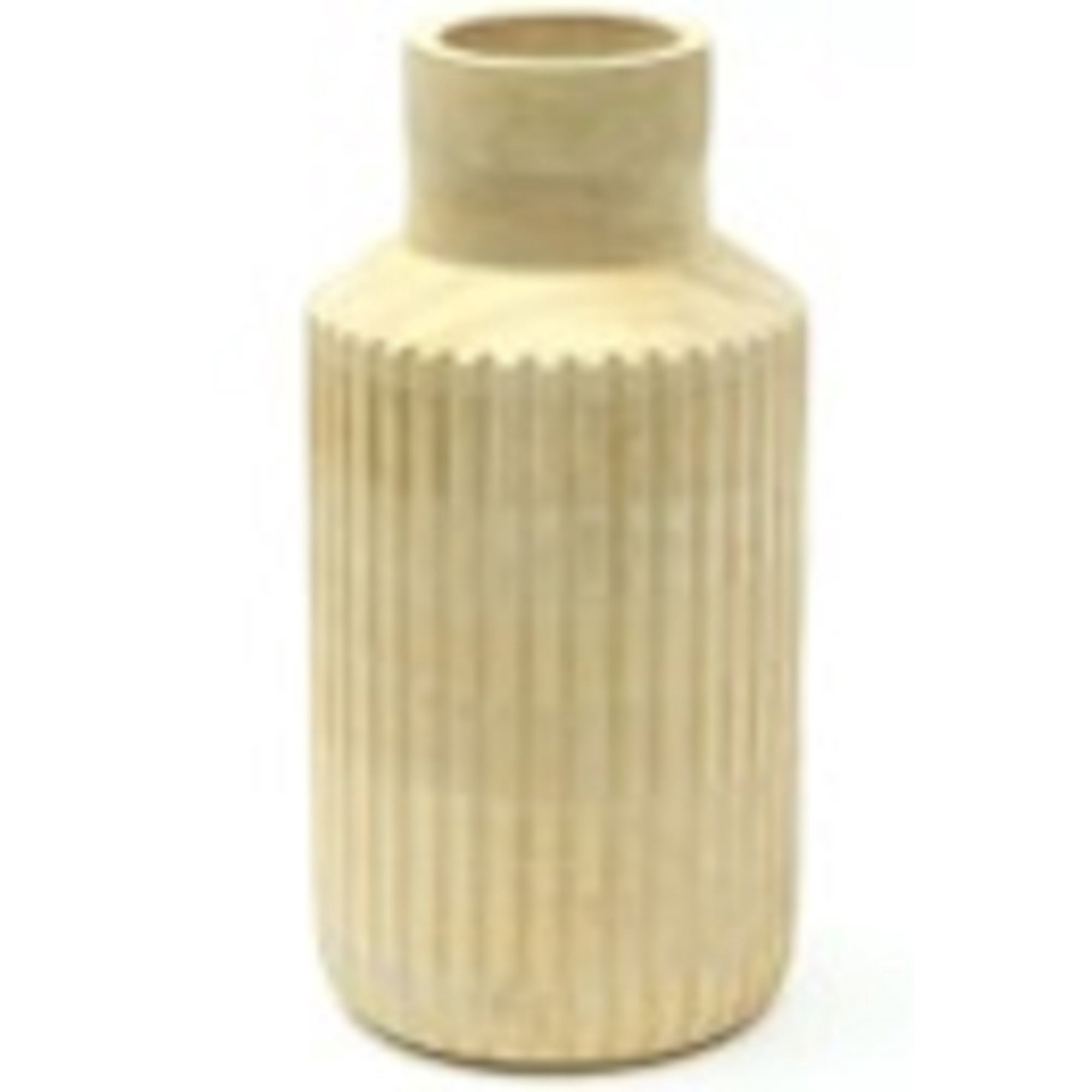 BIDK Home Ribbed Mango Wood Bleached Vase - 15" - Beige - Walmart.com