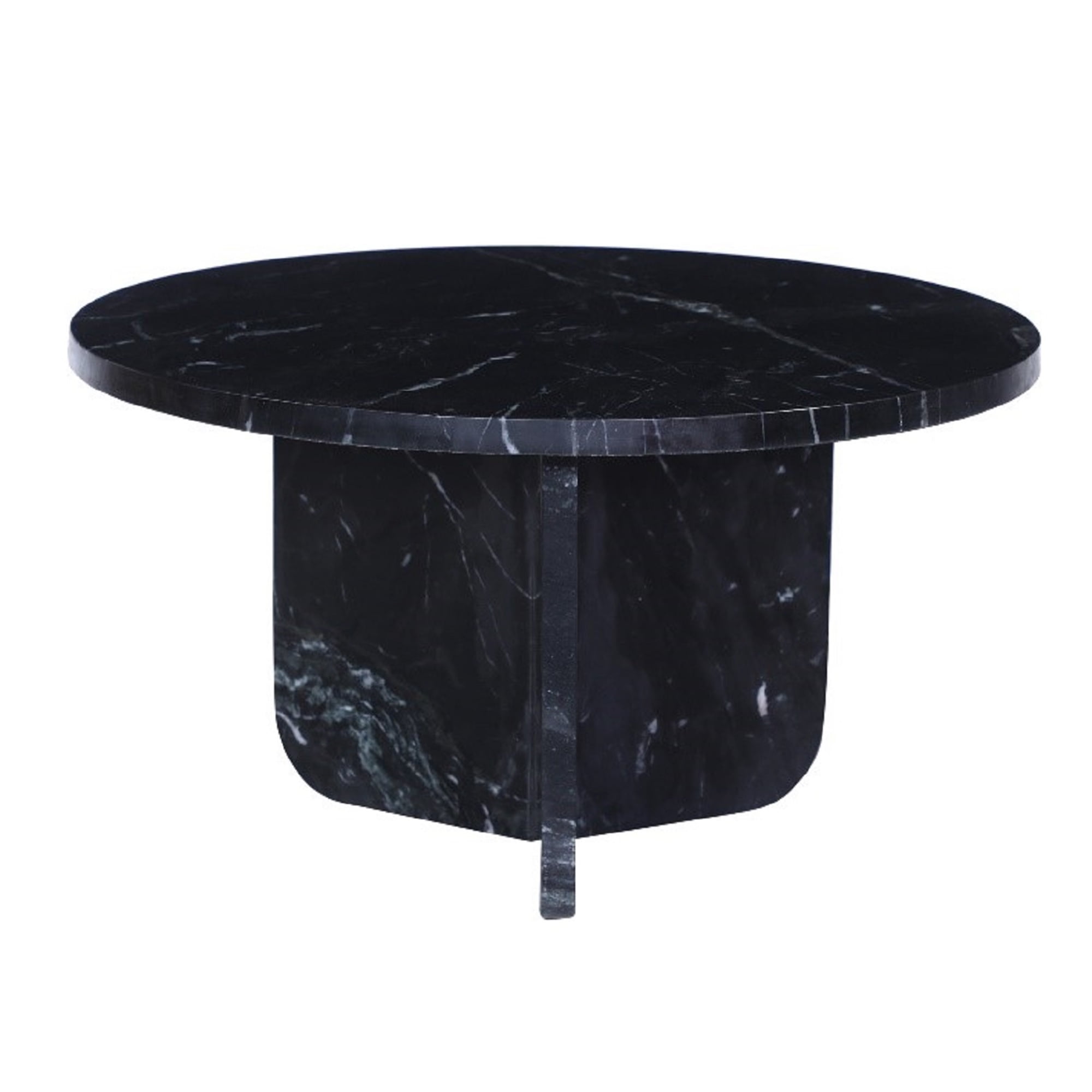 BIDK Home Round Marble Side Table - 22" - Black and White - Walmart.com