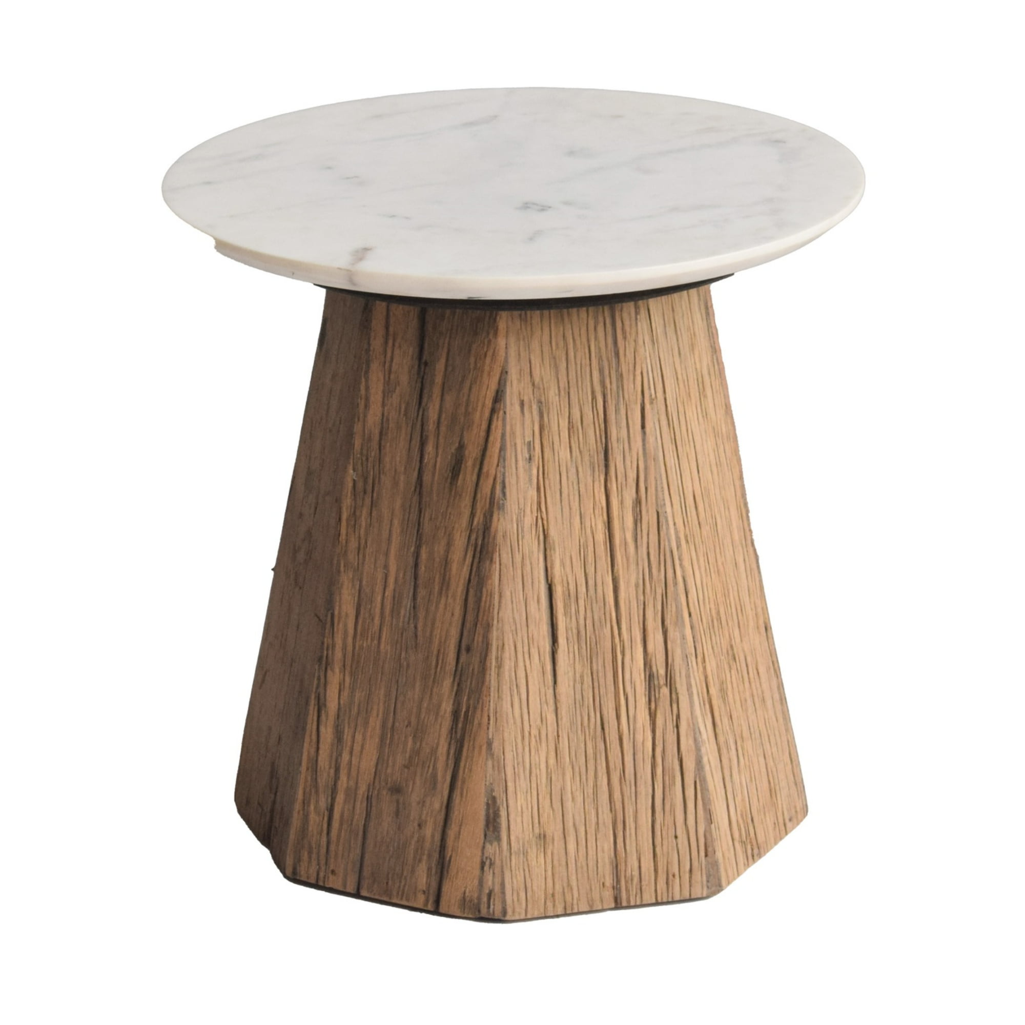 BIDK Home Round Marble Top Coffee Table - 19.5" - Brown and White ...
