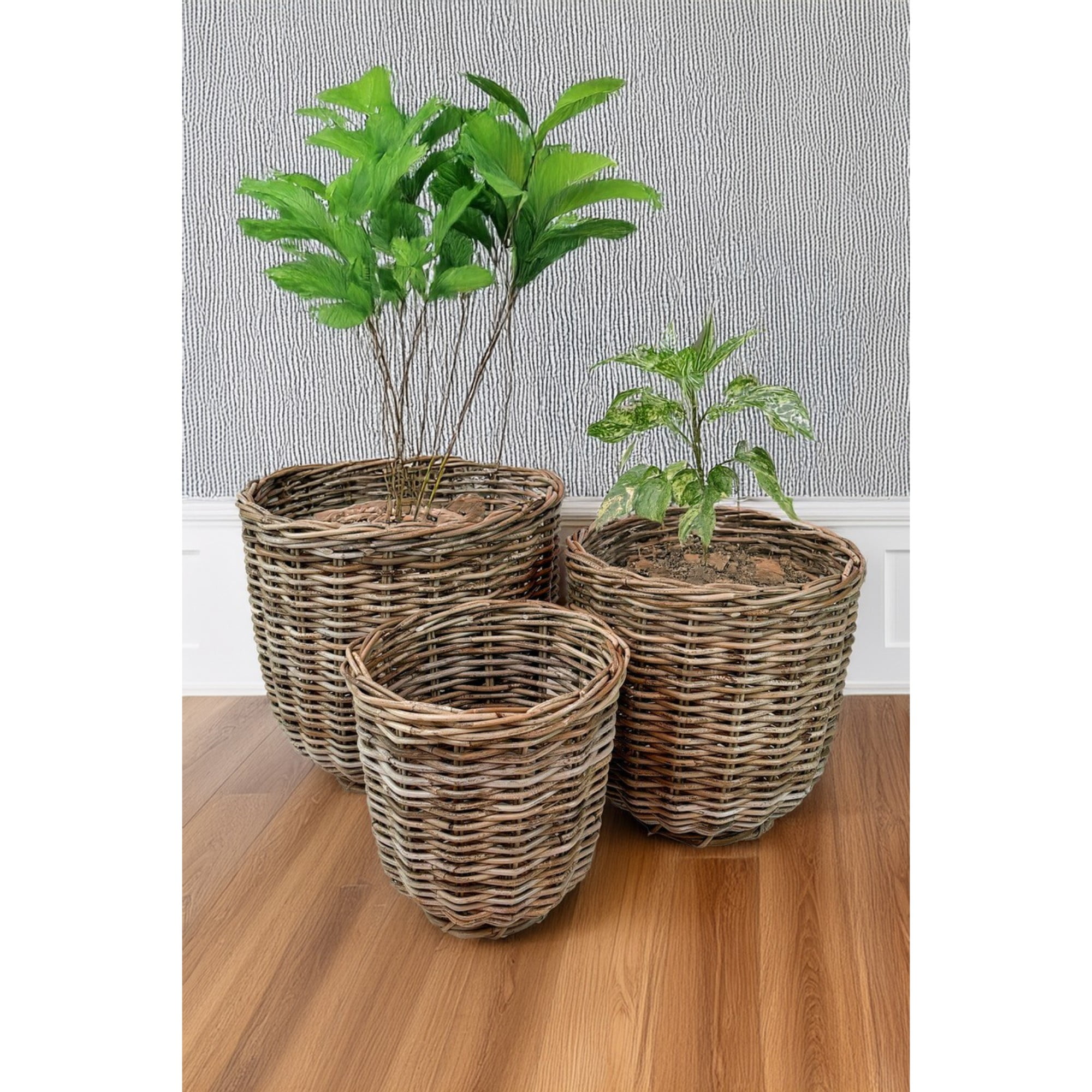 BIDK Home Round Rattan Storage Baskets - 17" - Set of 3 - Walmart.com