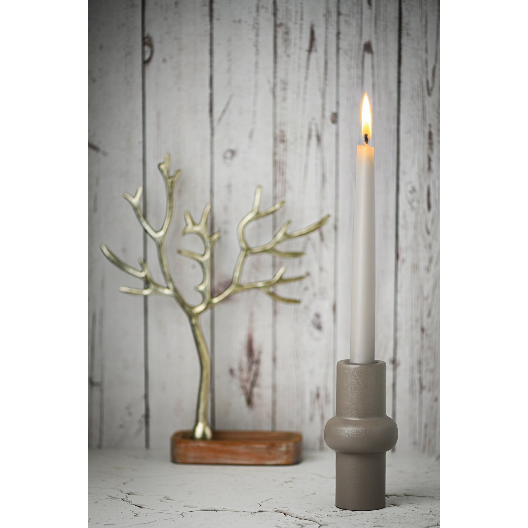 BIDK Home Rounded Neck Textured Iron Taper Candle Holder - 6" - Gray ...