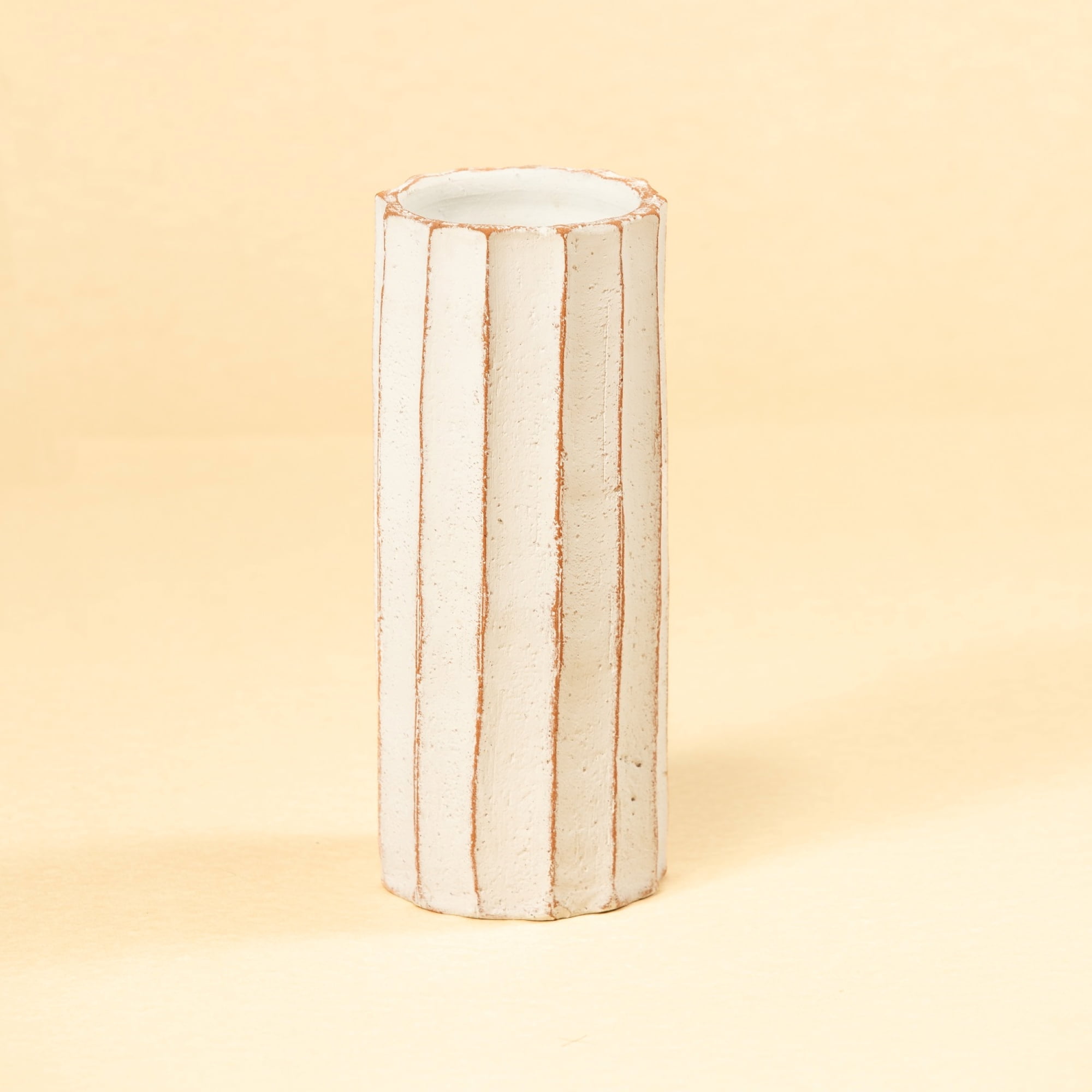 BIDK Home Rustic Fluted Cylindrical Vase - 14" - White - Walmart.com