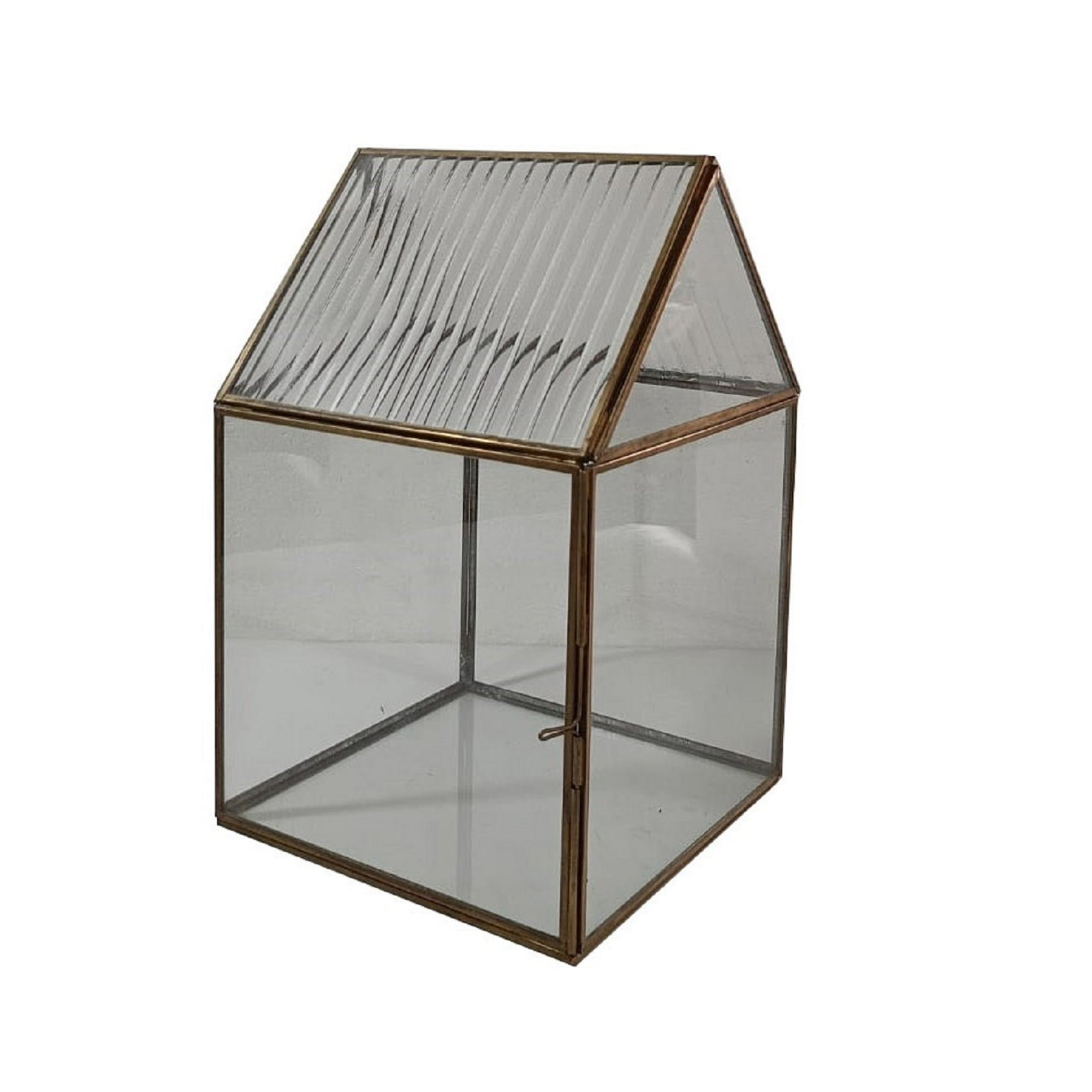 BIDK Home Small House Terrarium with Stand- 12.5" - Brown Patina ...