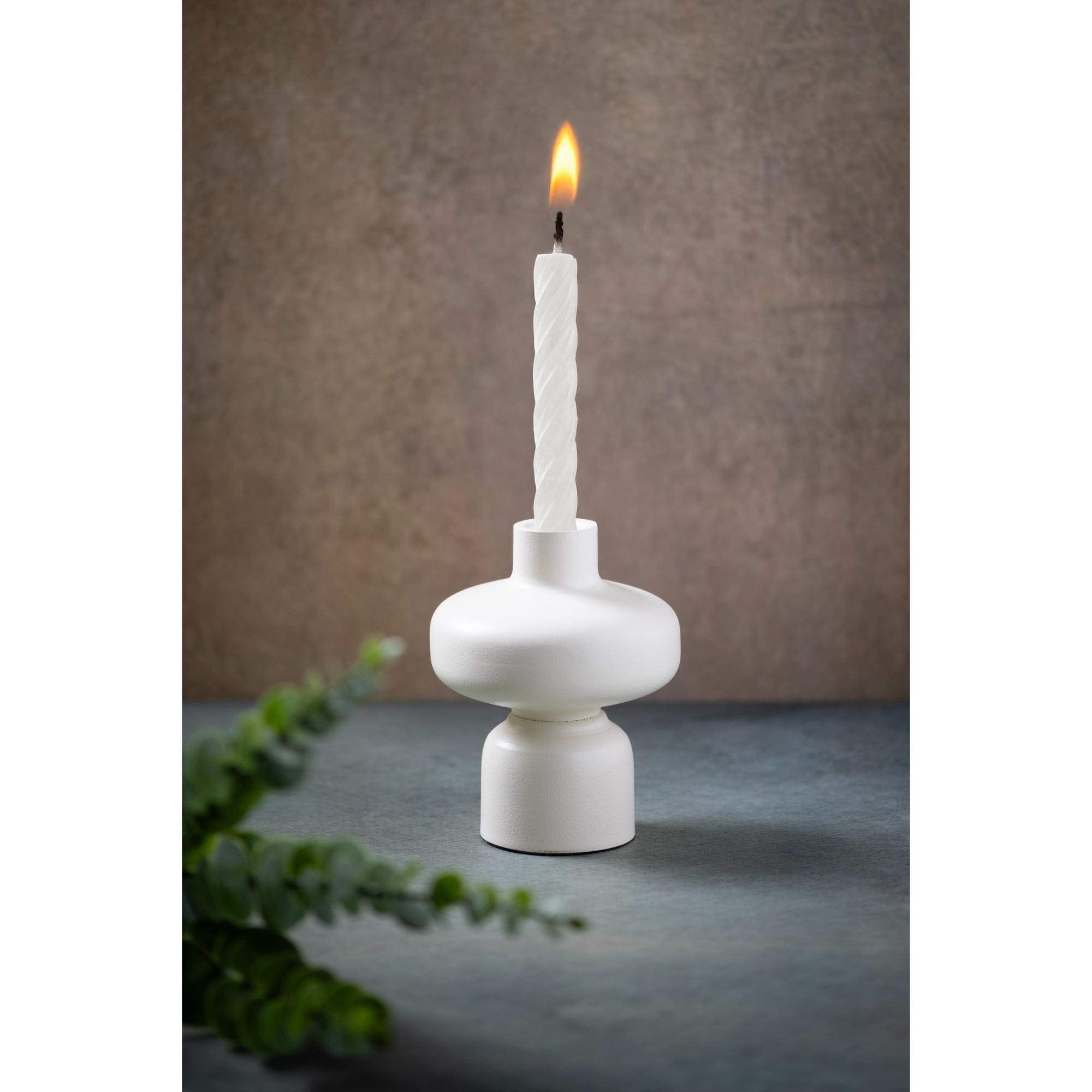 BIDK Home Small Round Neck Textured Iron Candle Holder - 4.75" - White ...