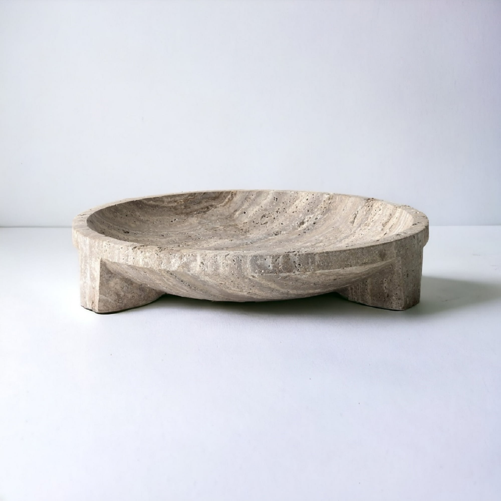 BIDK Home Small Travertine Footed Serving Bowl - 5" - Cream - Walmart.com
