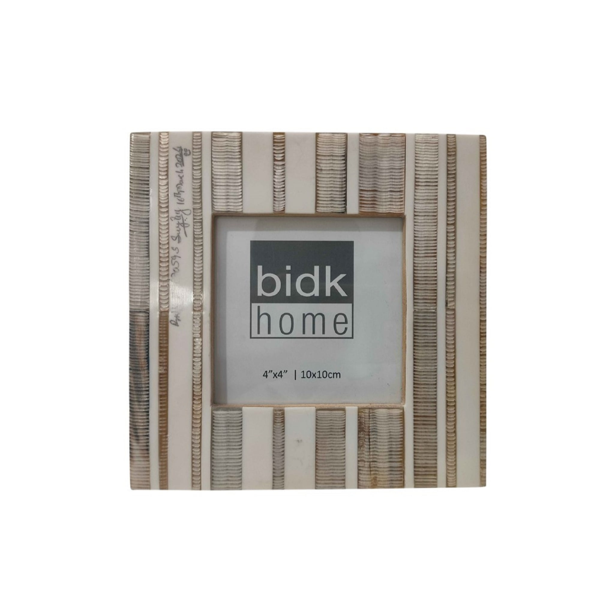 BIDK Home Striped Square Picture Frame - for 4" x 4" Photo - White and ...
