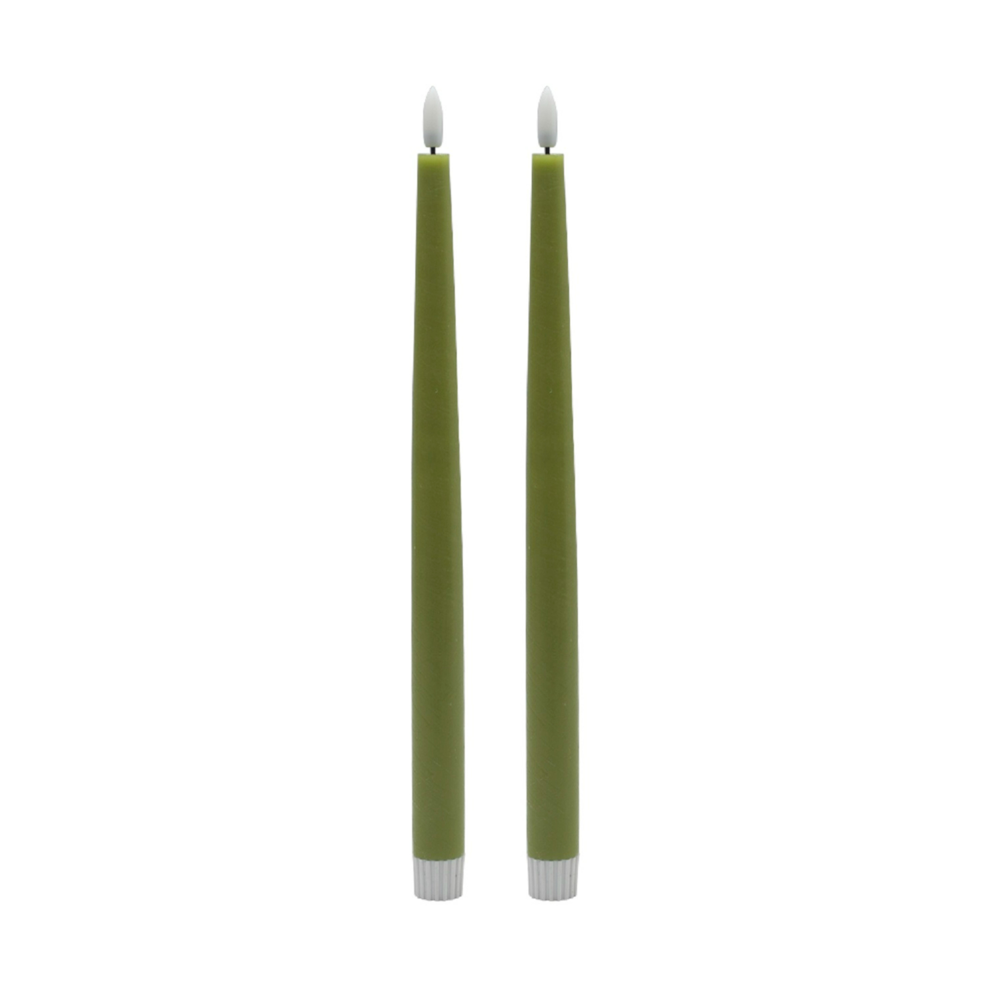 BIDK Home Tall LED Flameless Taper Candles - 11.75" - Green - Set of 2 ...