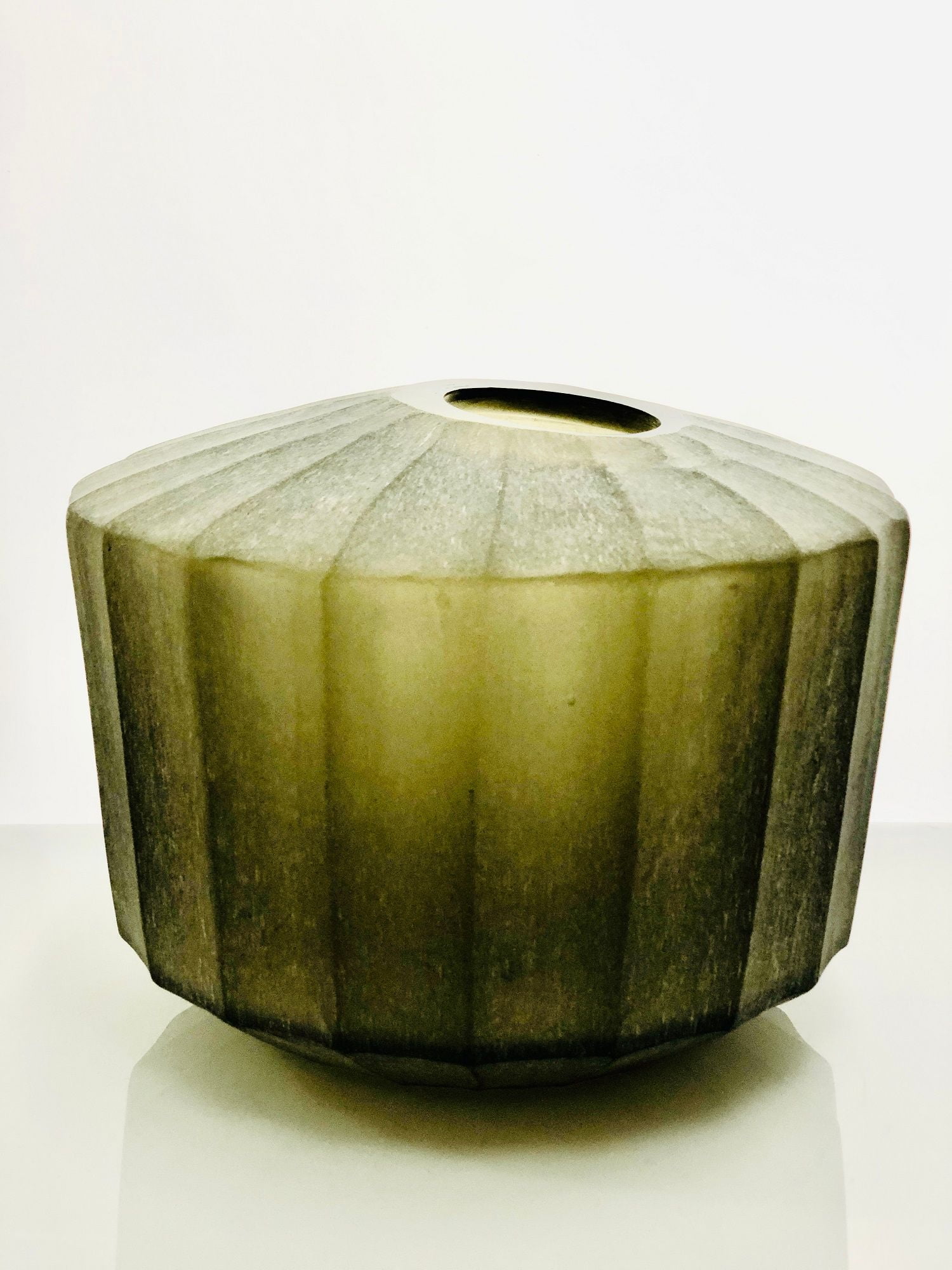 BIDK Home Vertical Flat Cut Tabletop Glass Vase - 9.75" - Green ...