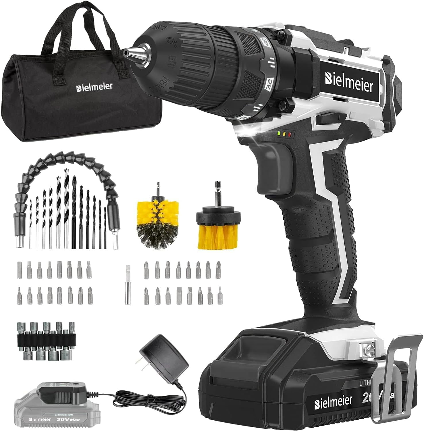 20V MAX Cordless Drill Set with Lithium-Ion, Charger, Keyless Chuck ...