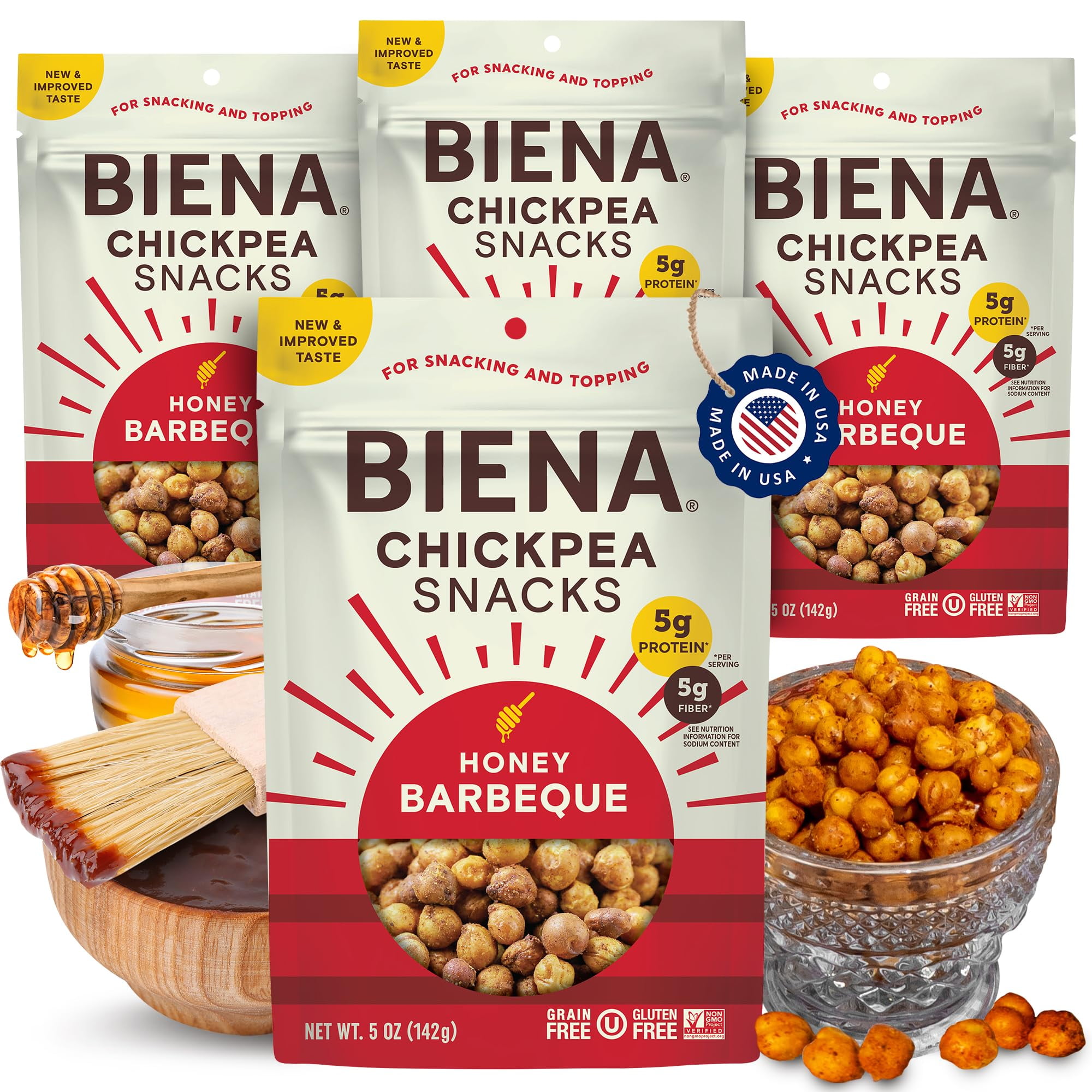 BIENA Chickpea Snacks - Crunchy Roasted Chickpeas - High Fiber Protein ...