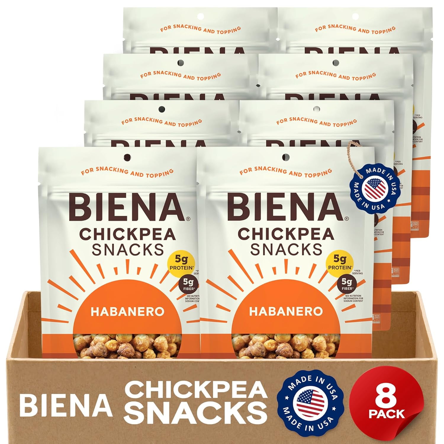 BIENA Chickpea Snacks - Crunchy Roasted Chickpeas - High Fiber Vegan ...