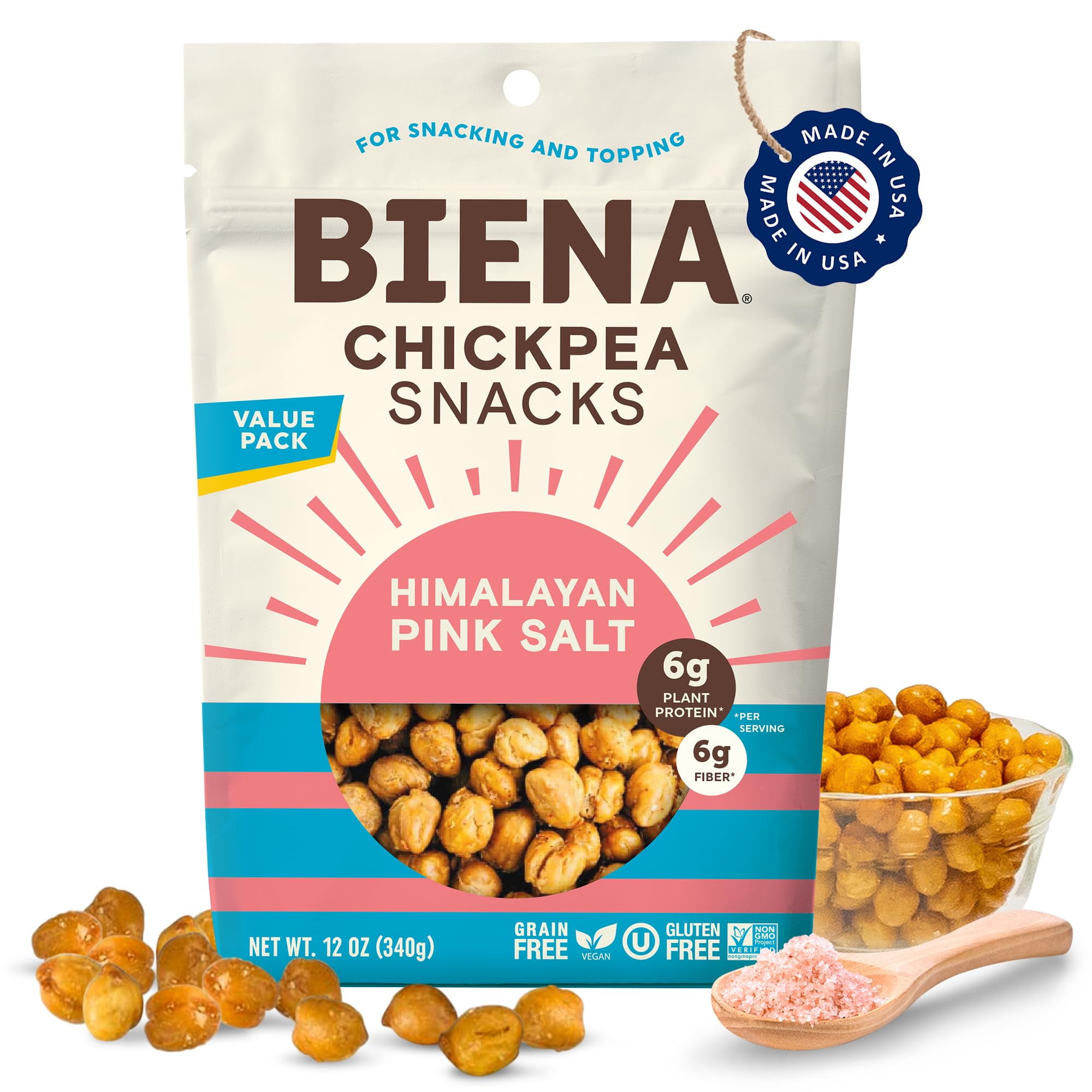BIENA Chickpea Snacks - DHF10 Crunchy Roasted Chickpeas - High Fiber ...