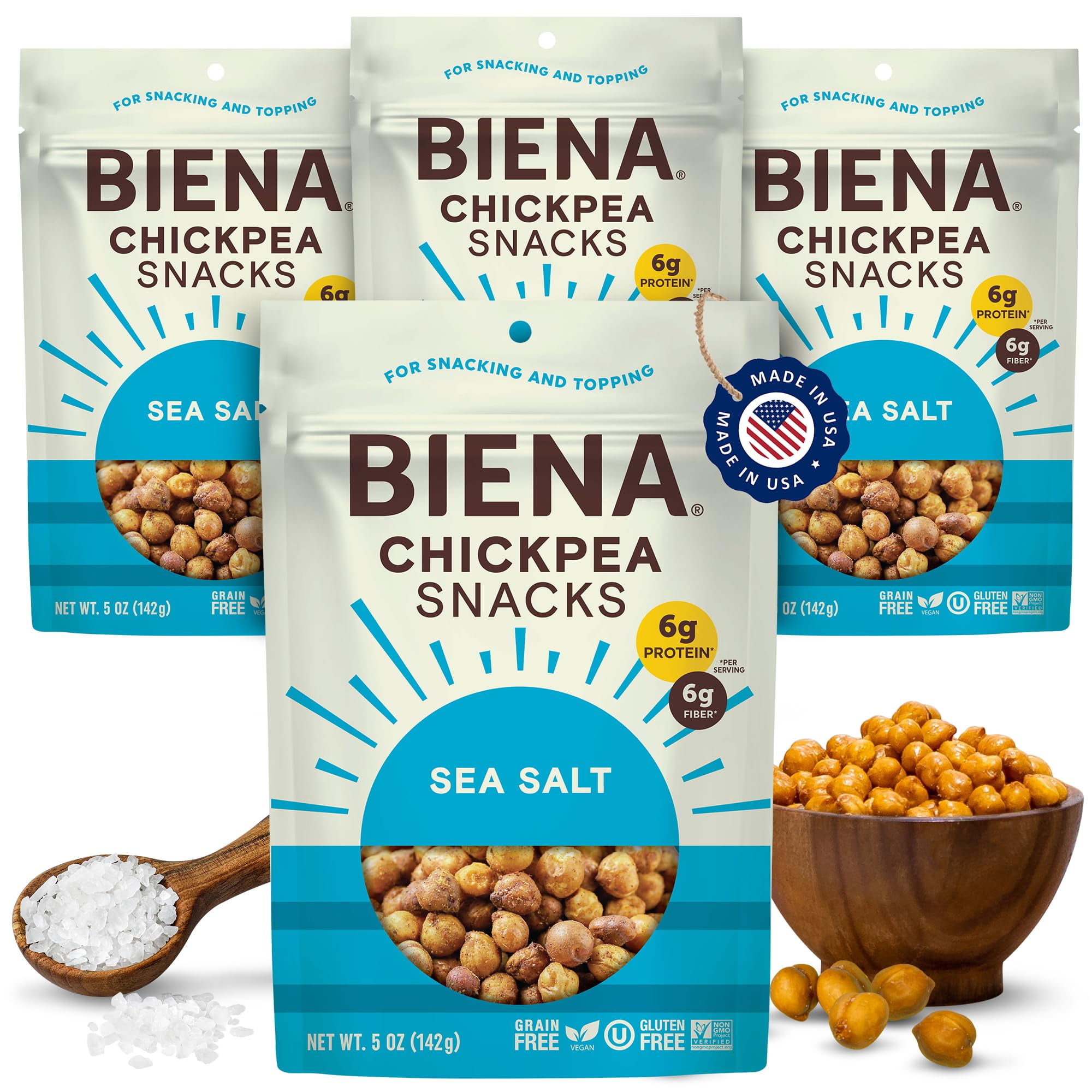 BIENA Chickpea Snacks - MMF7 Crunchy Roasted Chickpeas - High Fiber ...