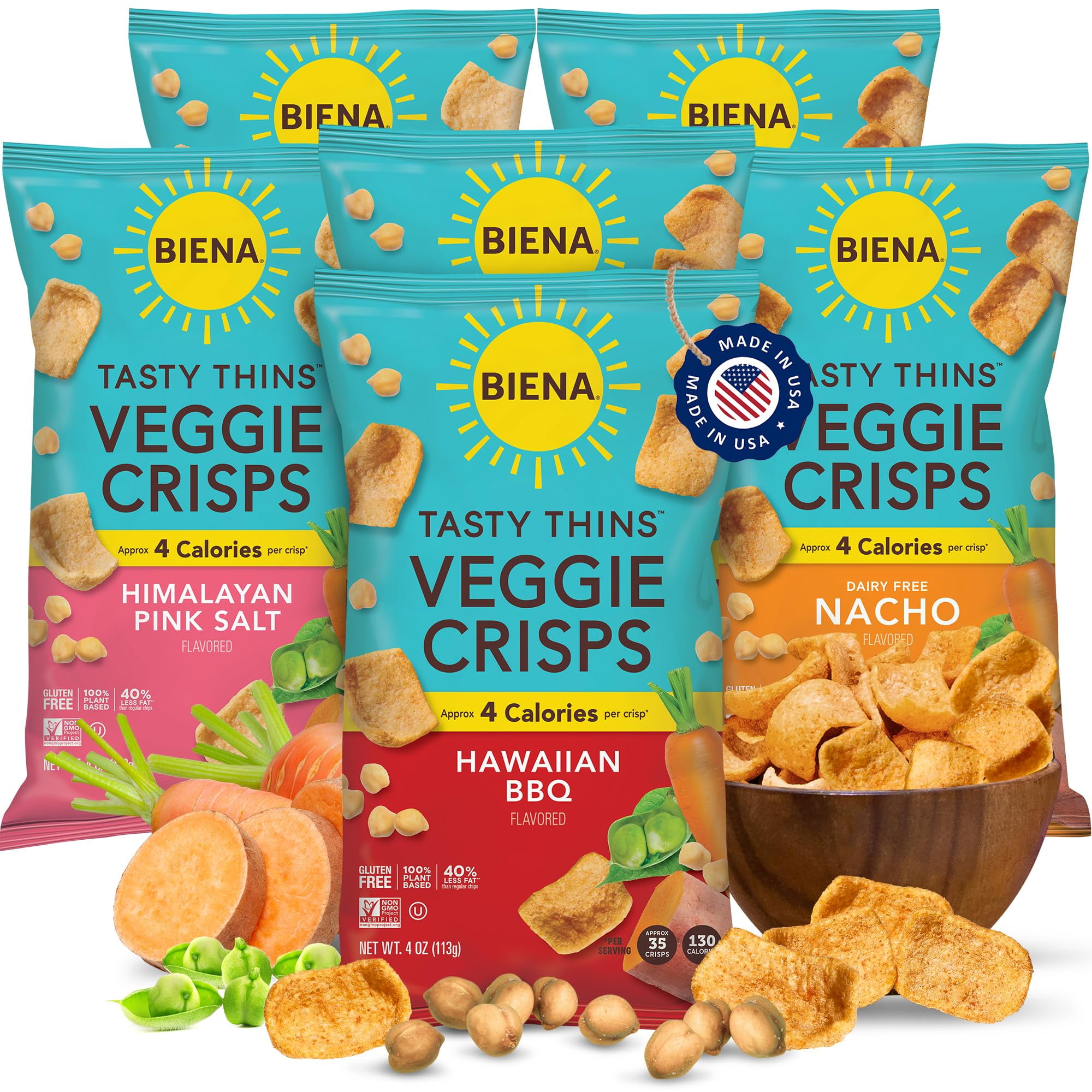 BIENA Tasty Thins Veggie Crisps HYZ01 - Low-Calorie Veggie Chips for ...