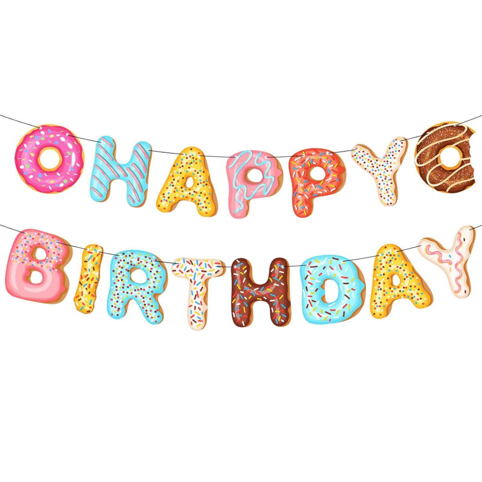BIEUFBJI Donut Happy Birthday Banner Donut Party Decorations Donut ...