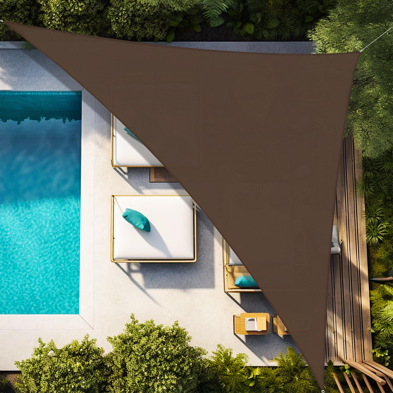 BIEXU 12'x14'x18.4' Customize Mocha Brown Sun Shade Sail UV Block 185 ...