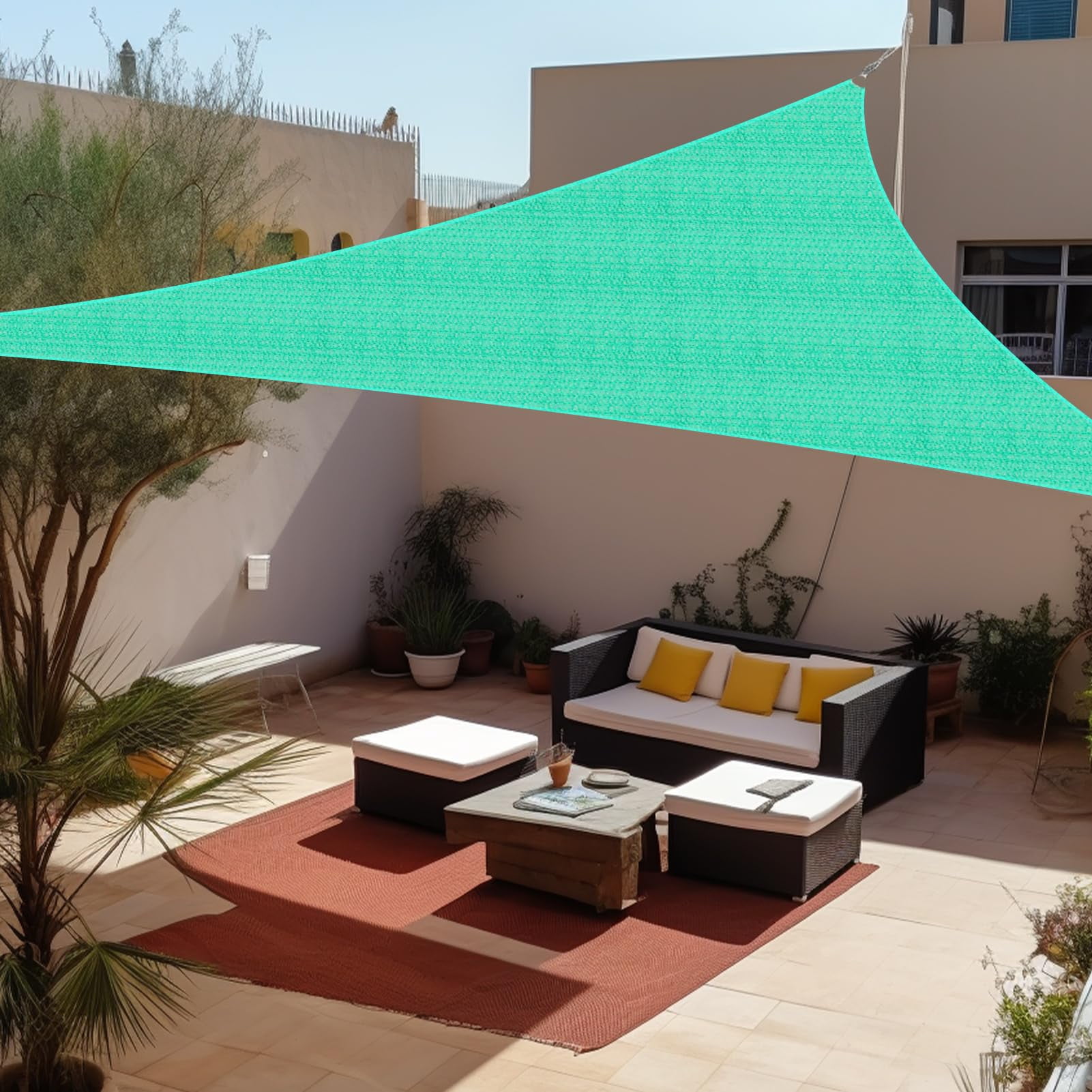 BIEXU Custom Sun Shade Sail 12'x23'x25.9' Triangle Sail Shade Canopy for Patio UV Block for ...