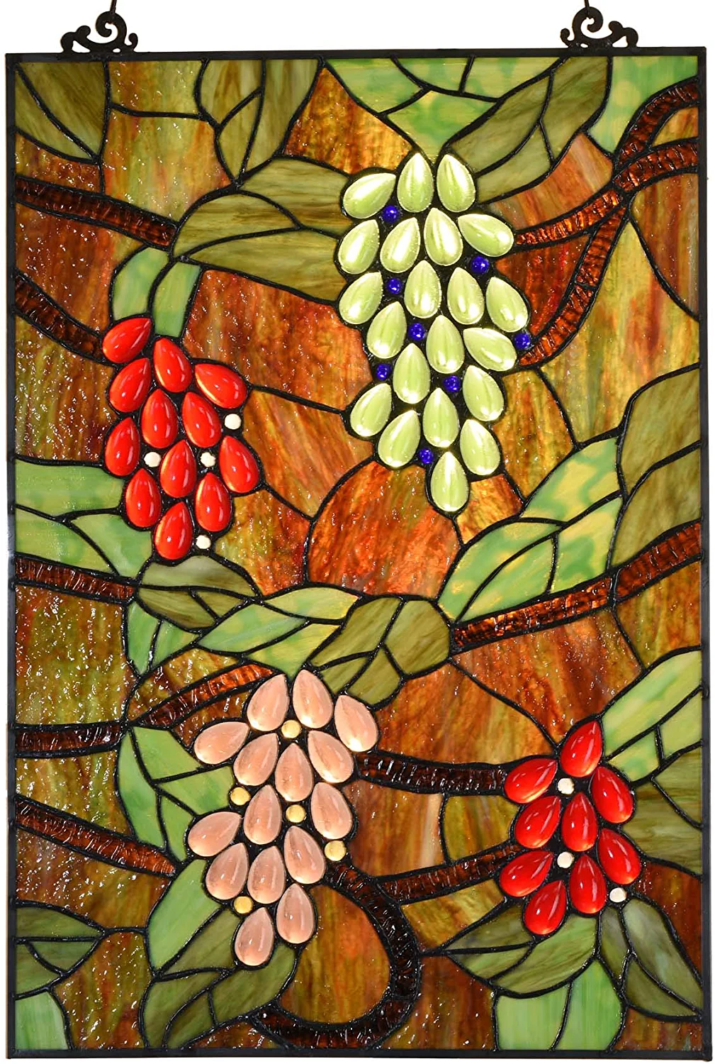 Free Shipping! BIEYE W10065 Grape Tiffany Style Stained Glass Window ...