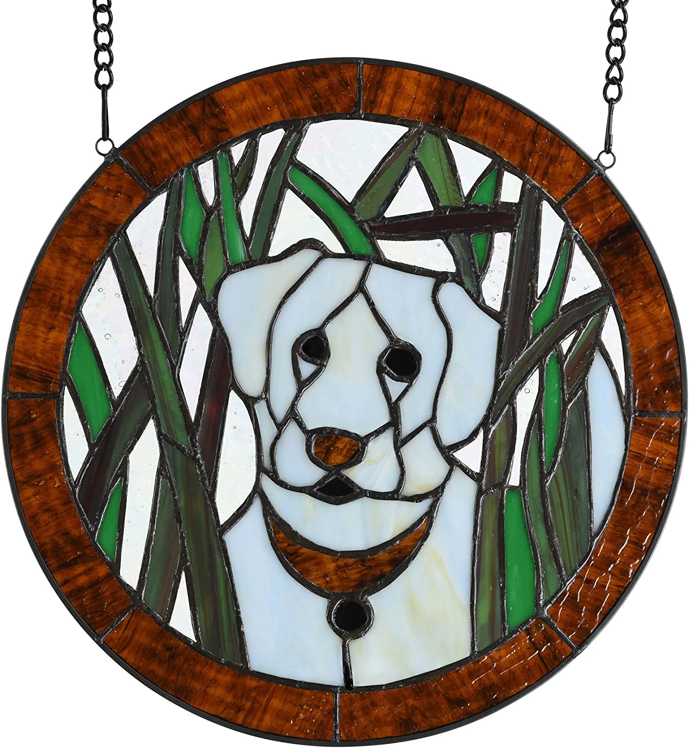 BIEYE W10071 Decor Hanging Pattern Decorations, White Dog Tiffany Style ...