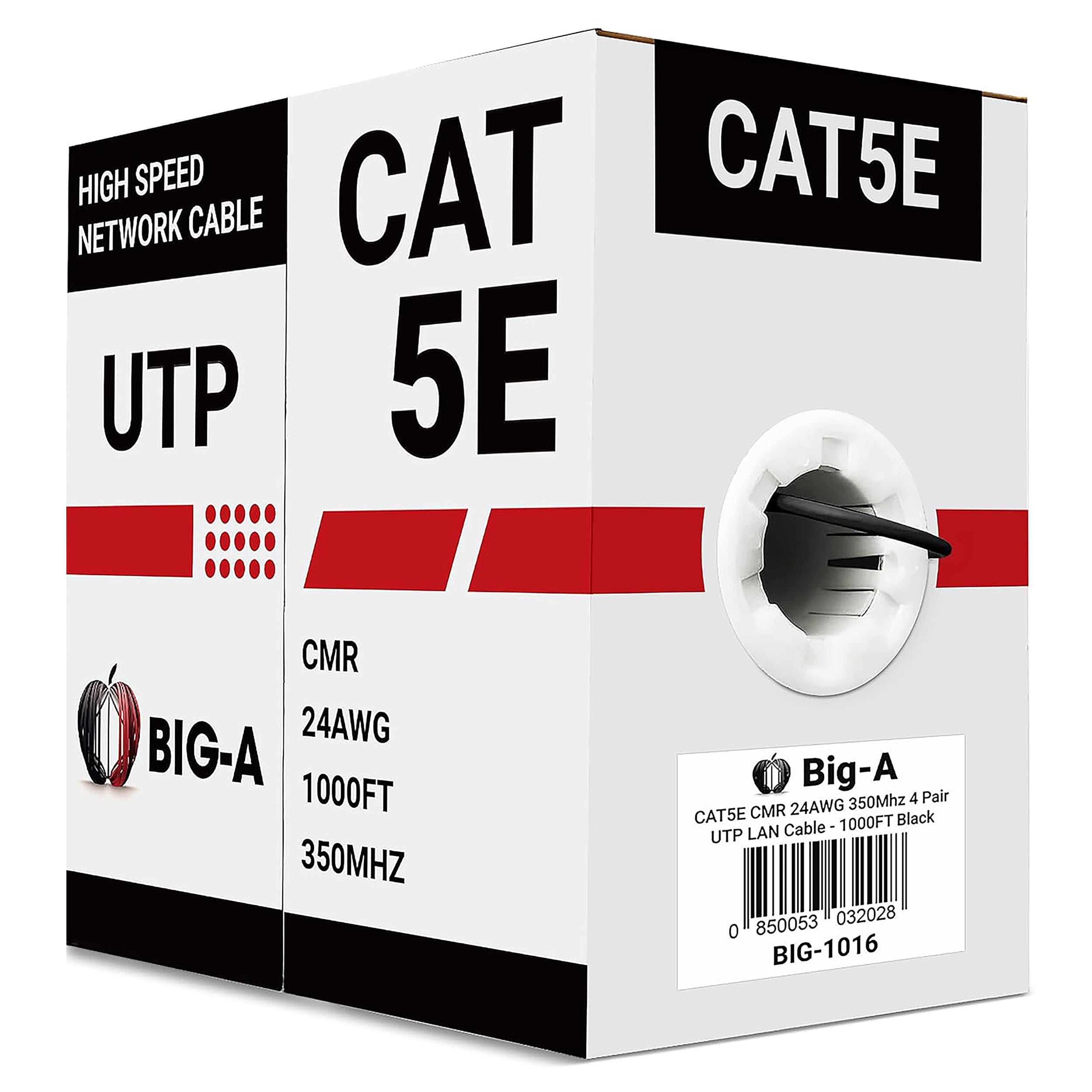 Big-A - Bulk Cat5e Cable 1000ft 24AWG Solid 4 Pair Cat5e Ethernet Cable ...