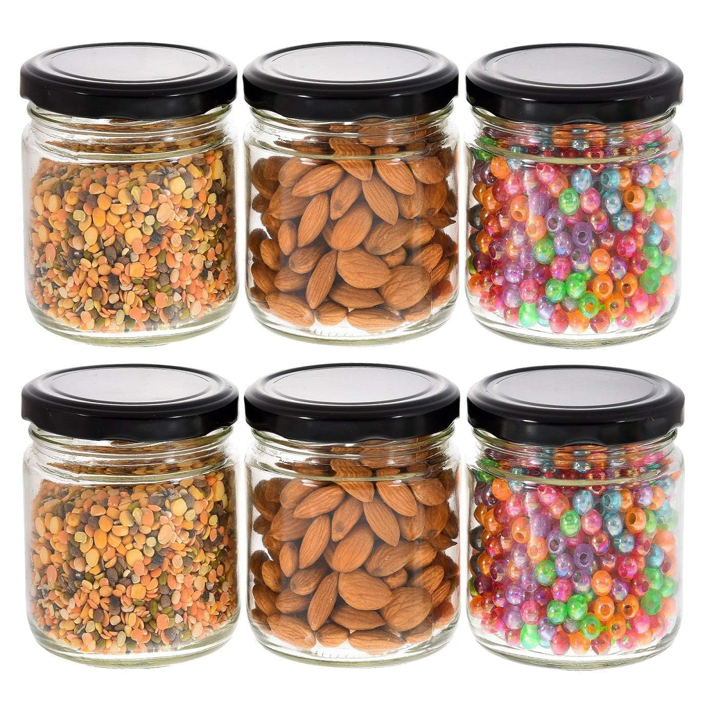BIG CART Glass Small Containers Set of 6 Airtight Masala and SpicesDry Fruits Storage Jars for ...