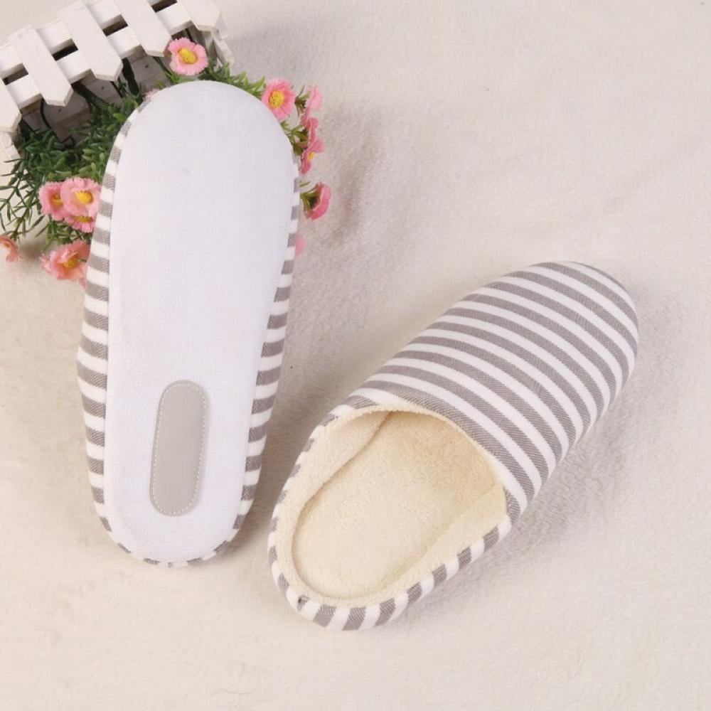 [BIG CLEARANCE!]Soft Cotton Uni Non-Slip Slippers Home Stripes Slippers ...