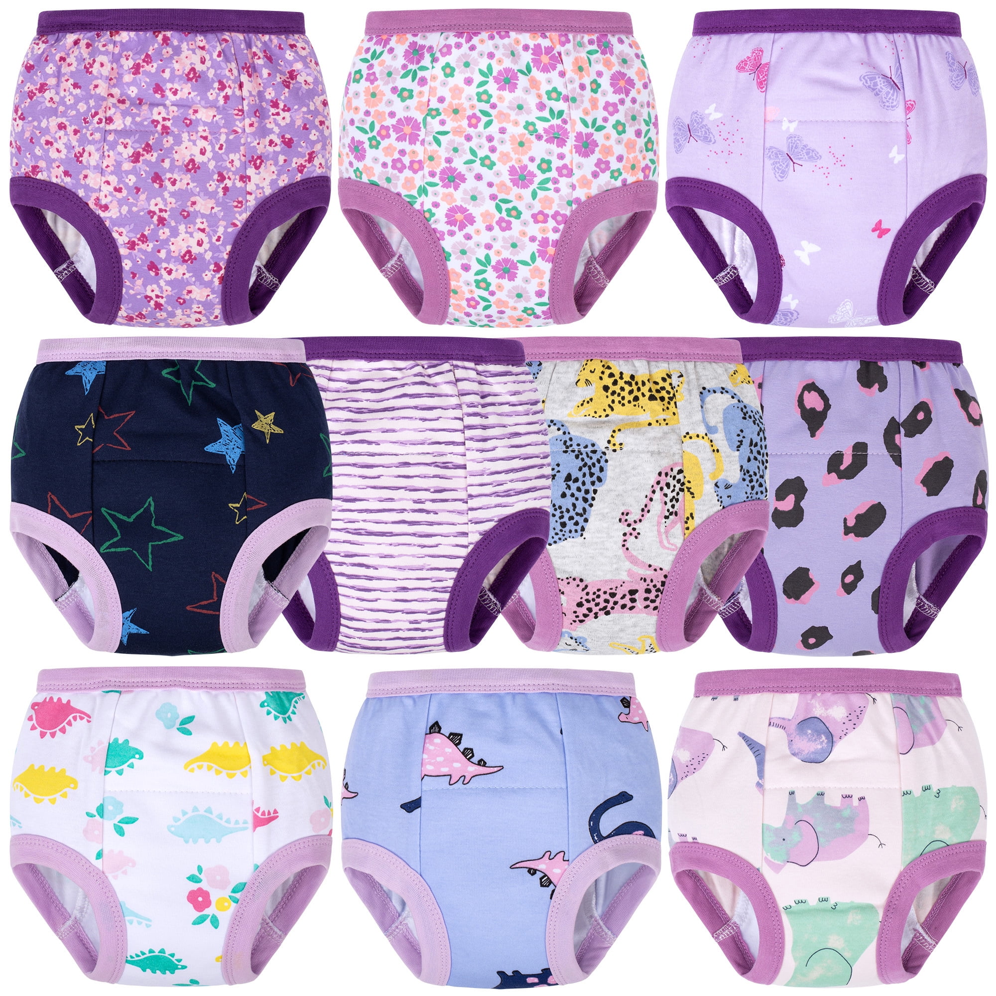 BIG ELEPHANT 10 Packs Baby Girls' and Boys' Potty Training Pants, 100% ...