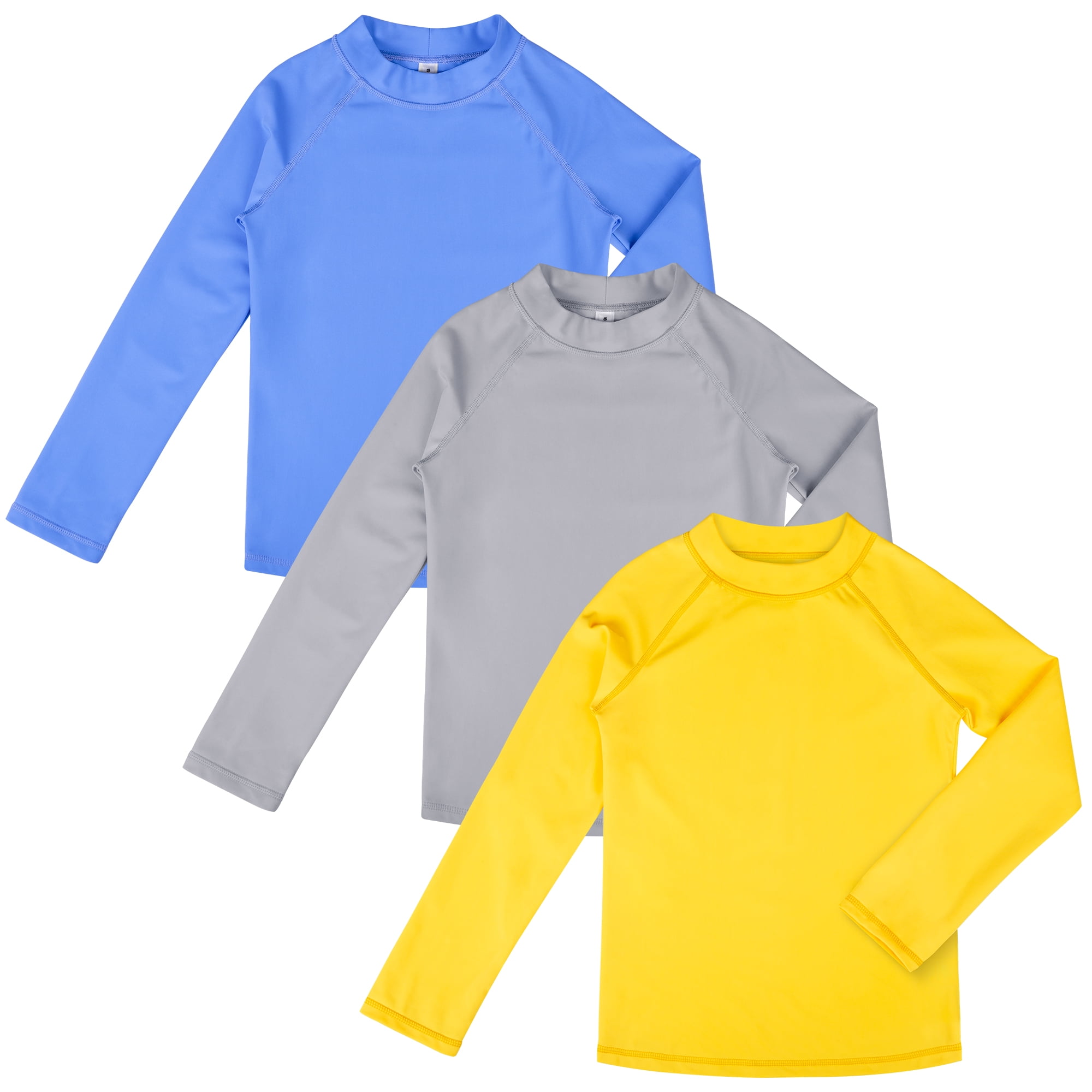 BIG ELEPHANT 3 Pack Kids Rash Guard Swim Shirt UPF 50+ Long Sleeve ...