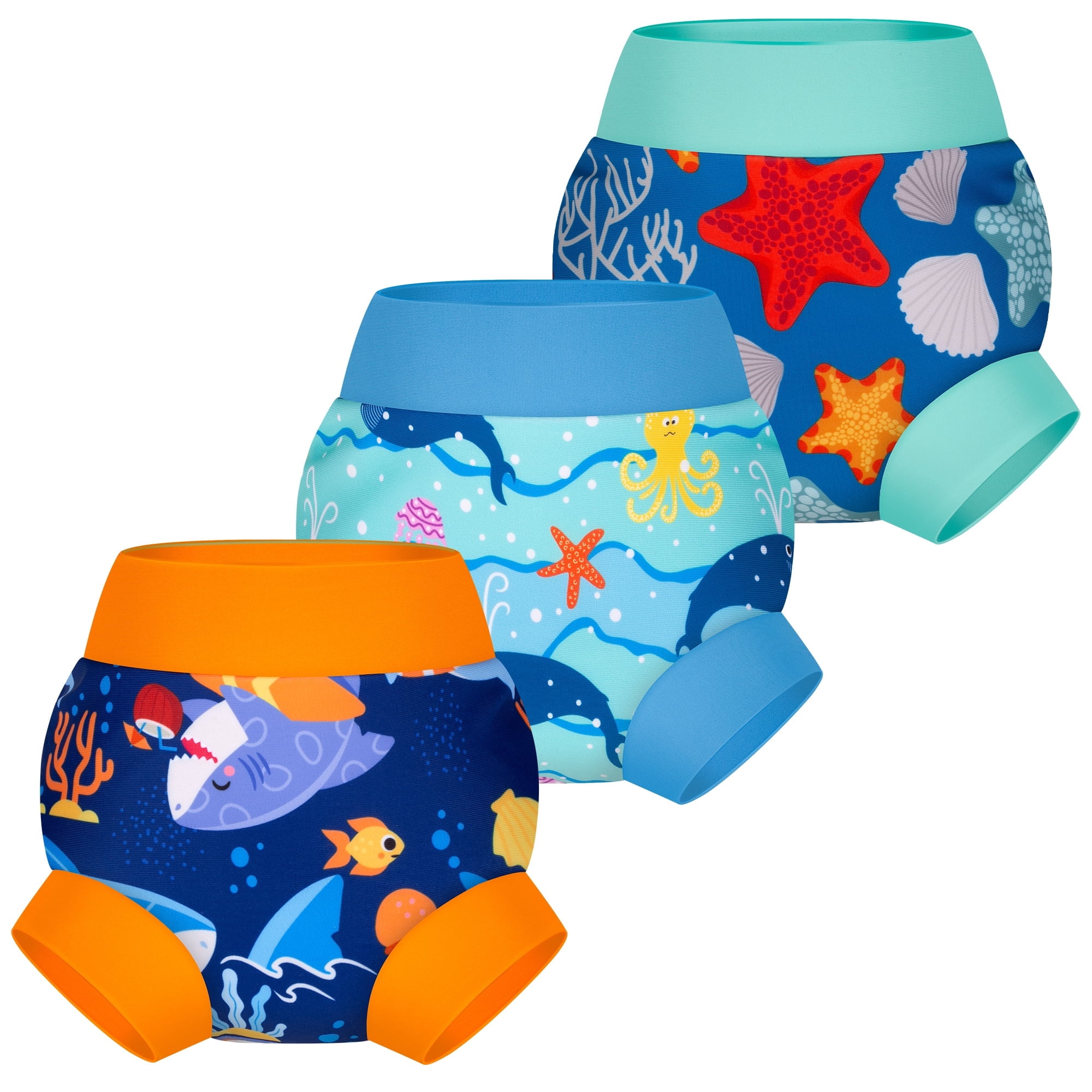 BIG ELEPHANT Baby Swim Diapers 3pcs, Reusable Adjustable Washable ...