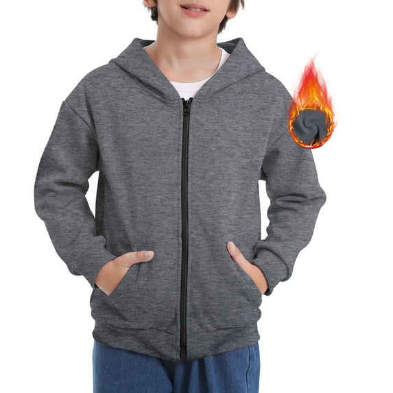 BIG ELEPHANT Boys' Zip-Up Hoodie with Pockets, Fleece-Lined Soft Cotton ...